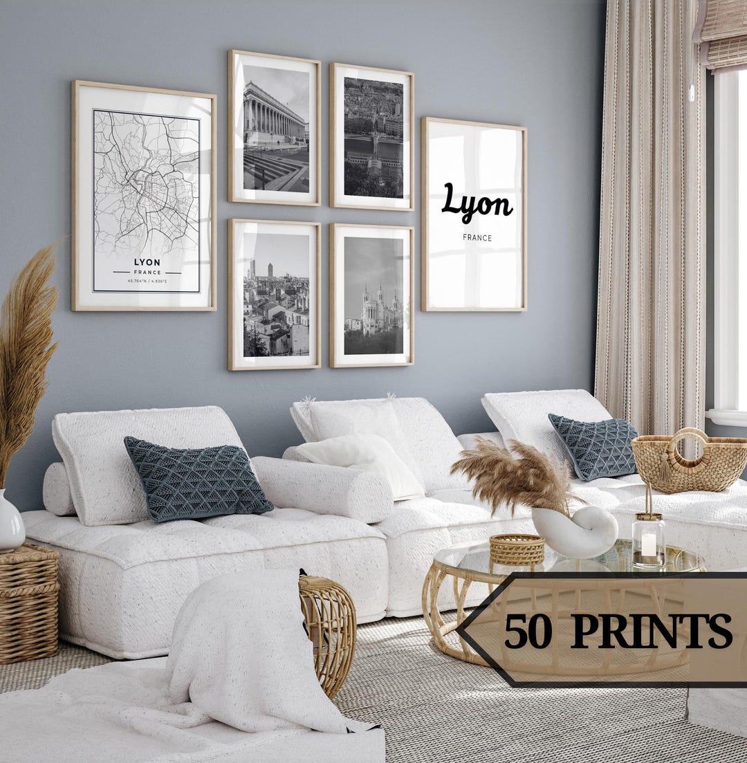 Lyon Prints of 50,lyon Poster,lyon Wall Art,lyon Photo,lyon Map,black ...