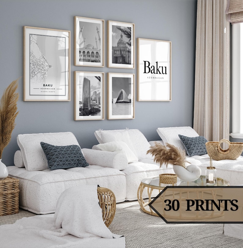 Baku Azerbaijan Poster Baku City Poster Set of Art Prints Azerbaijan ...