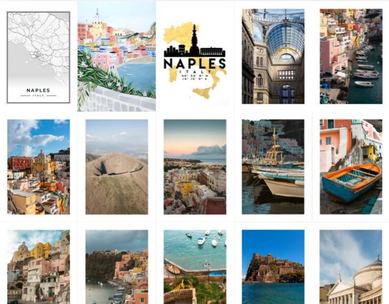 Napoli Wall Art Travel Poster Set of 40,napoli Digital Download Posters ...