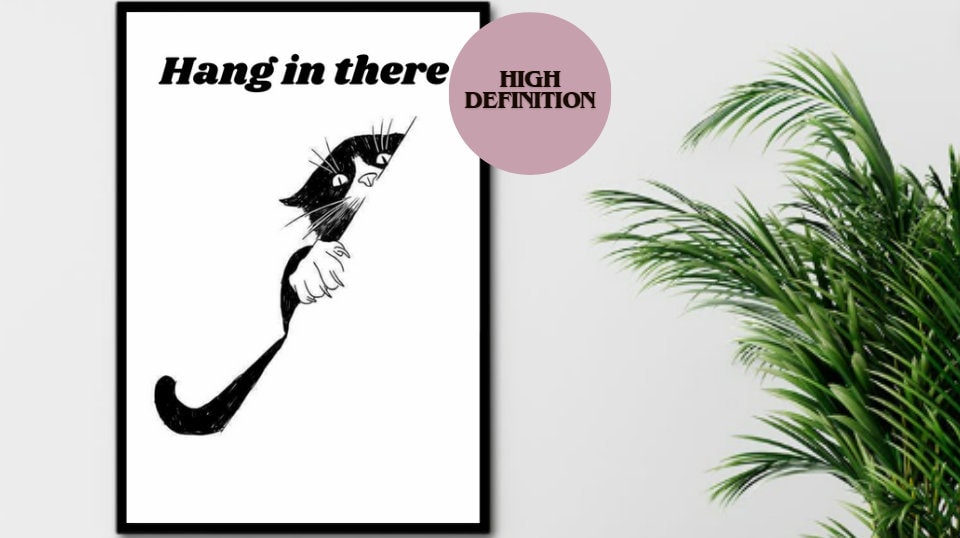 Hang in There Cat Poster Set,hang in There Print,cat Meme Poster,cute ...