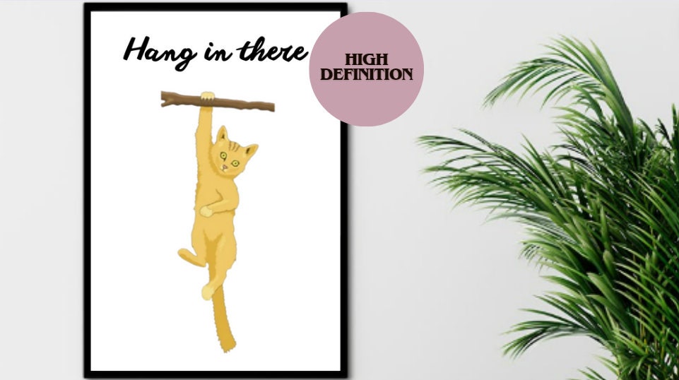 Hang in There Cat Poster Set,hang in There Print,cat Meme Poster,cute ...