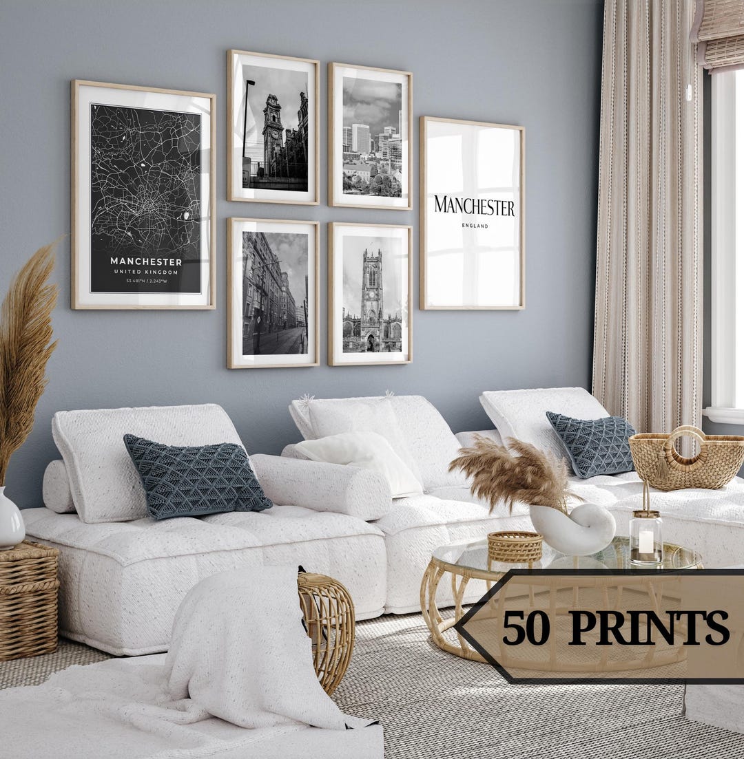 Manchester City Prints Set of 50,manchester Wall Art,manchester Poster ...