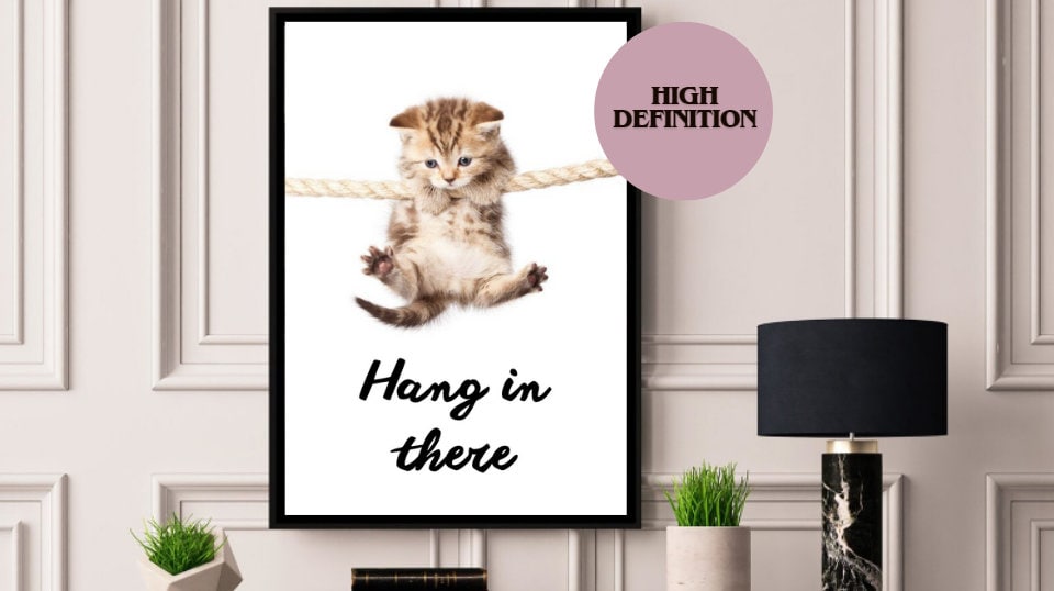 Hang in There Cat Poster Set,hang in There Print,cat Meme Poster,cute ...