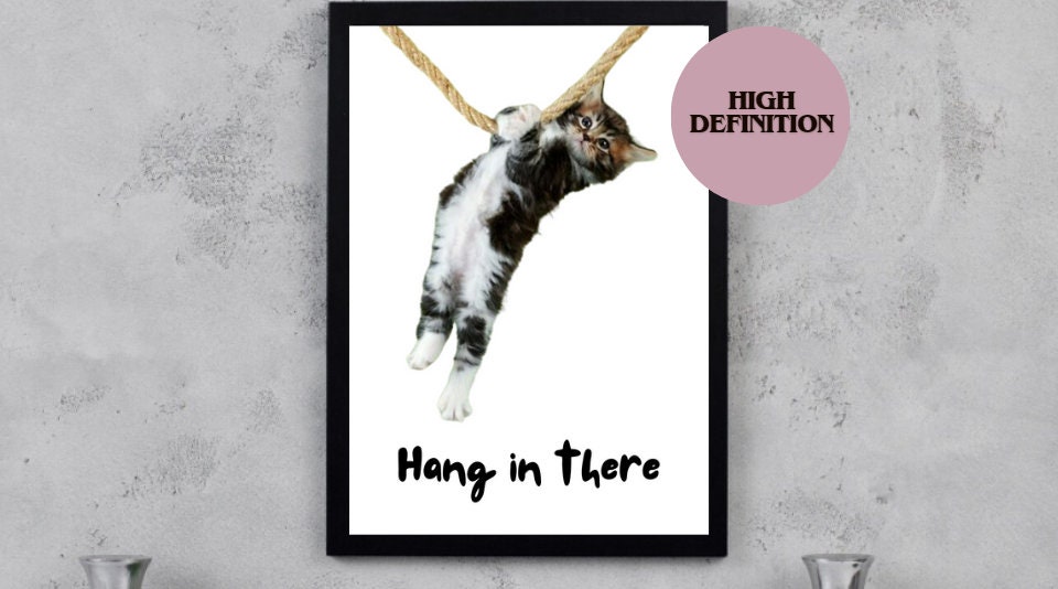 Hang in There Cat Poster Set,hang in There Print,cat Meme Poster,cute ...