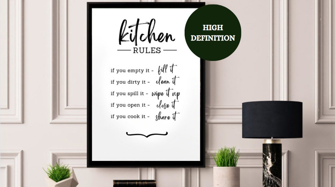 Kitchen Printable Wall Art of the Kitchen Rules,cute Kitchen Wall Decor ...