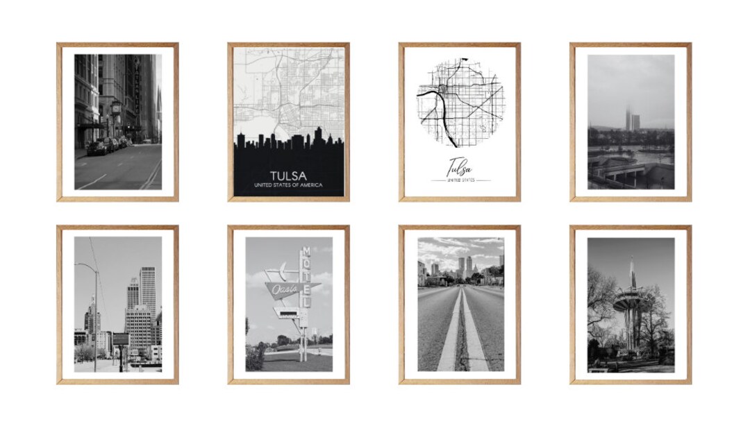 Tulsa Poster,tulsa Skyline,tulsa Map,tulsa Art,tulsa Oklahoma,set of 8 ...