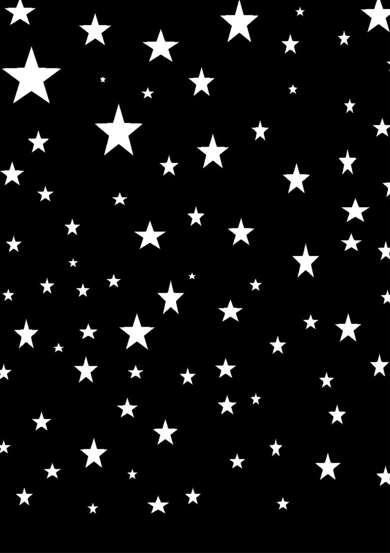 Black and White Stars, Starry Sky Pattern, Repeating Stars, Monochrome ...