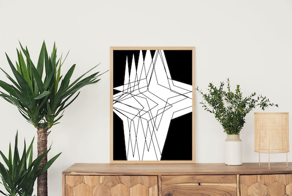 Geometric Art Black and White Digital Art - Etsy