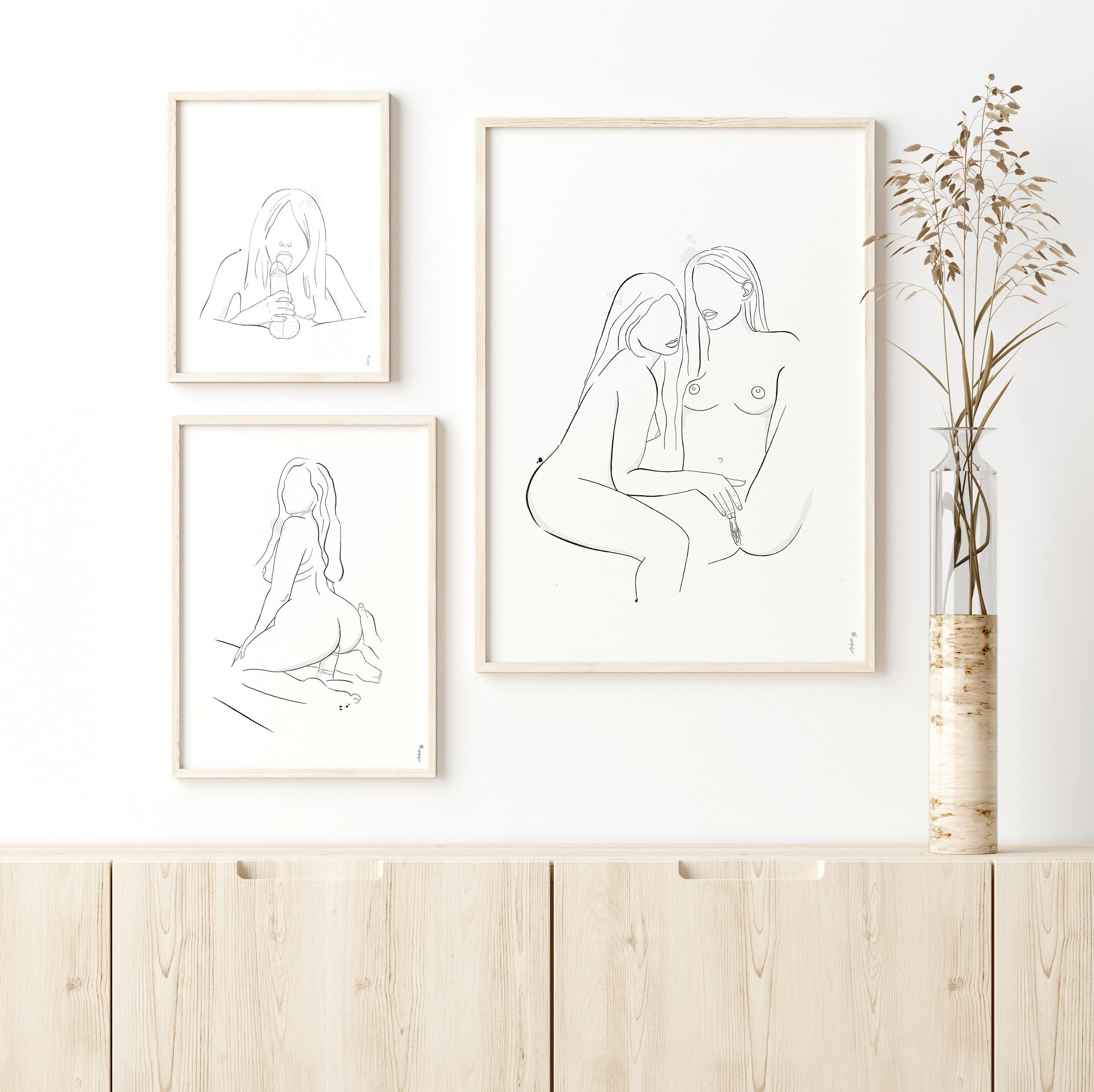 Sensual Lesbian Couple, Couple Line Art, Intimate Couple Art, Couple ...