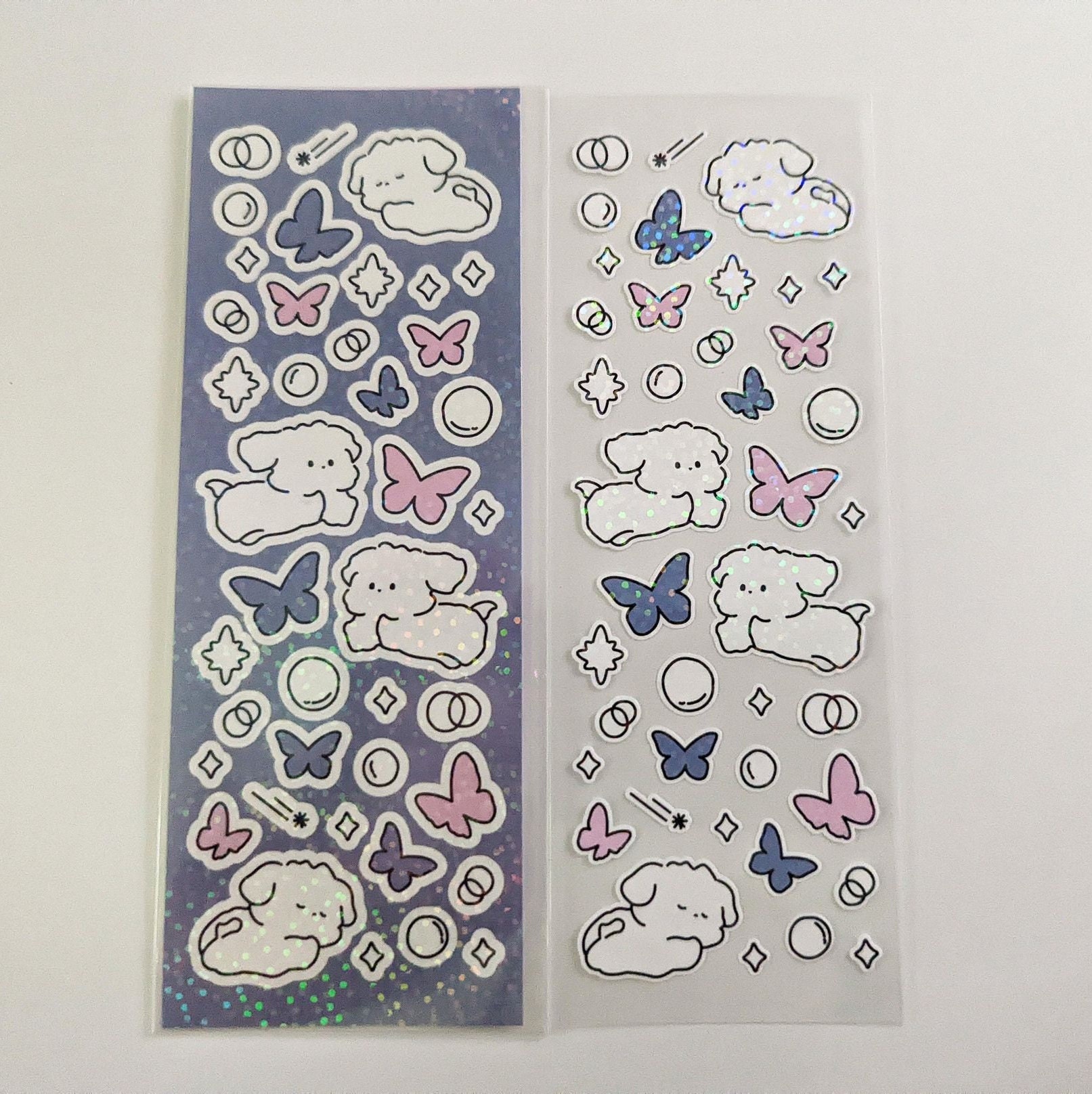 Cute Korean Dog and Butterflies Sticker Sheet - Etsy