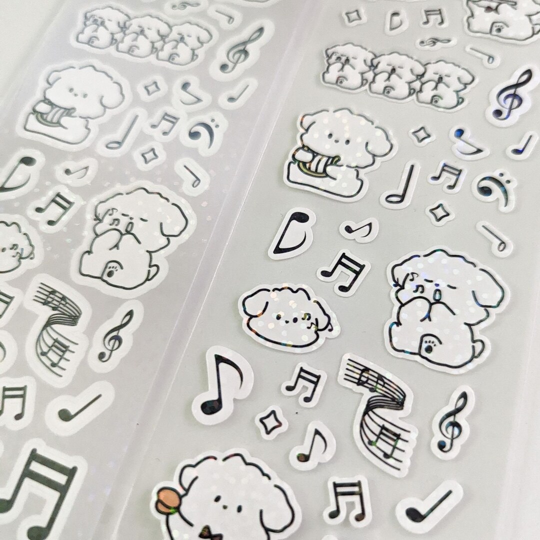 Cute Korean Dog and Music Notes Sticker Sheet - Etsy