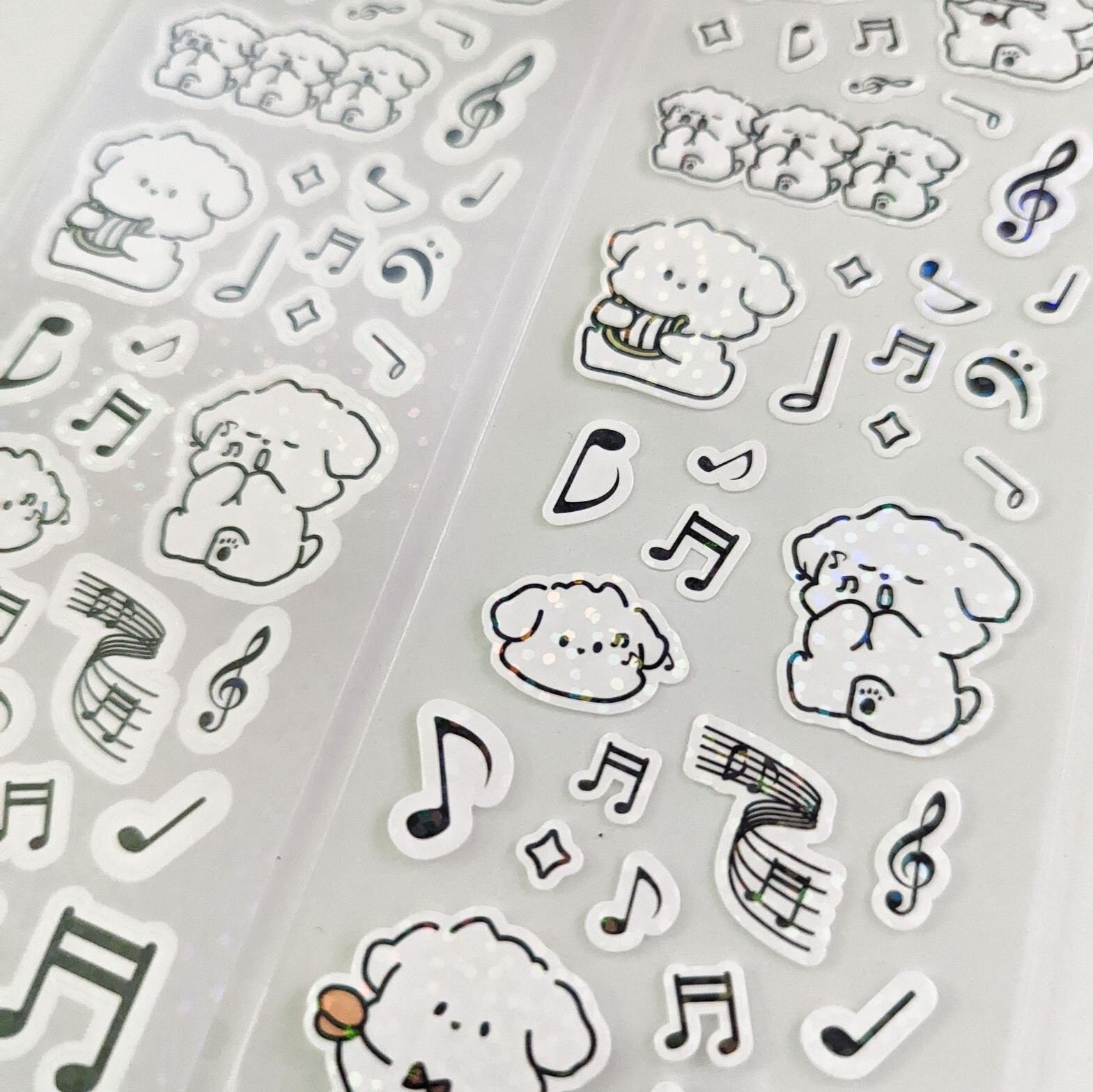 Cute Korean Dog and Music Notes Sticker Sheet - Etsy
