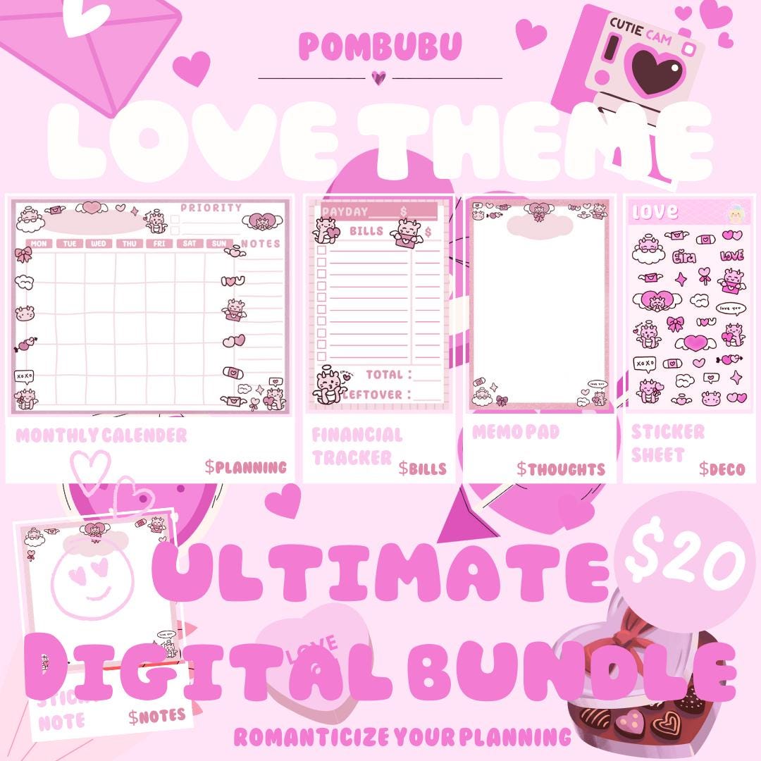 PRINTABLE Love Theme Planning DIGITAL Bundle - Etsy