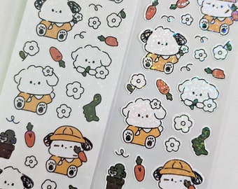 Cute Korean Dog and Paw Print Sticker Sheet - Etsy