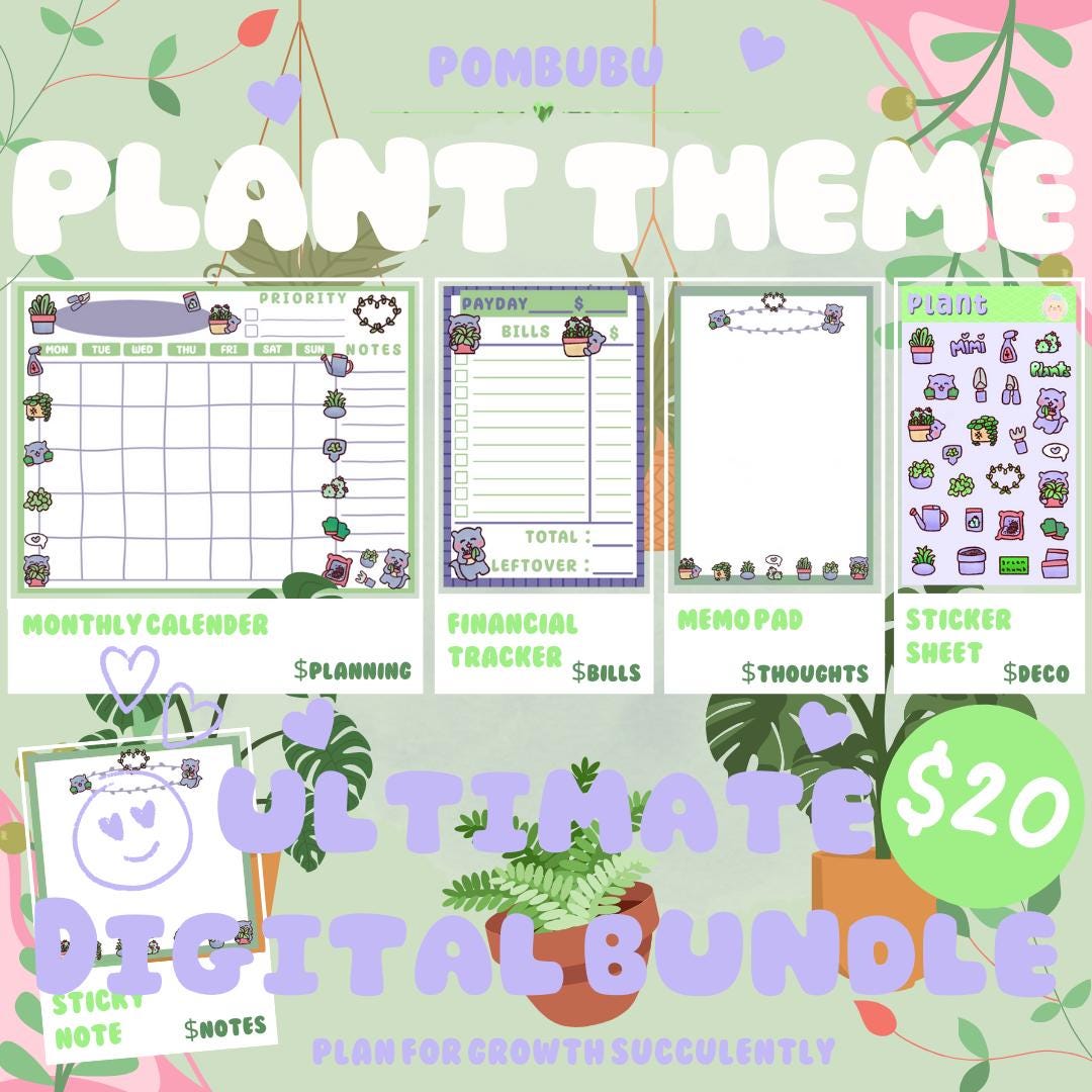 PRINTABLE Plant Theme Planning DIGITAL Bundle - Etsy