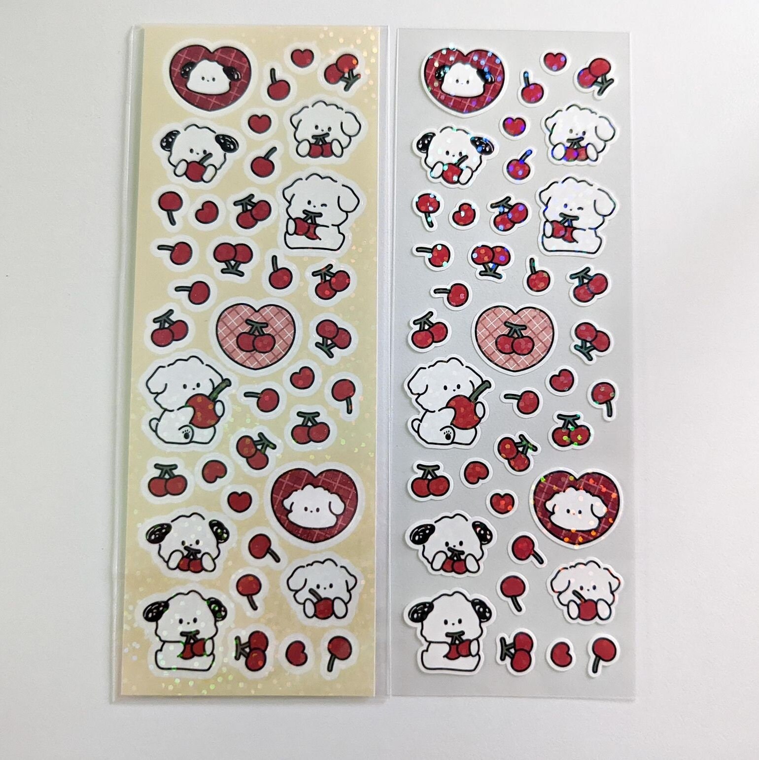 Cute Korean Dog and Cherry Sticker Sheet - Etsy