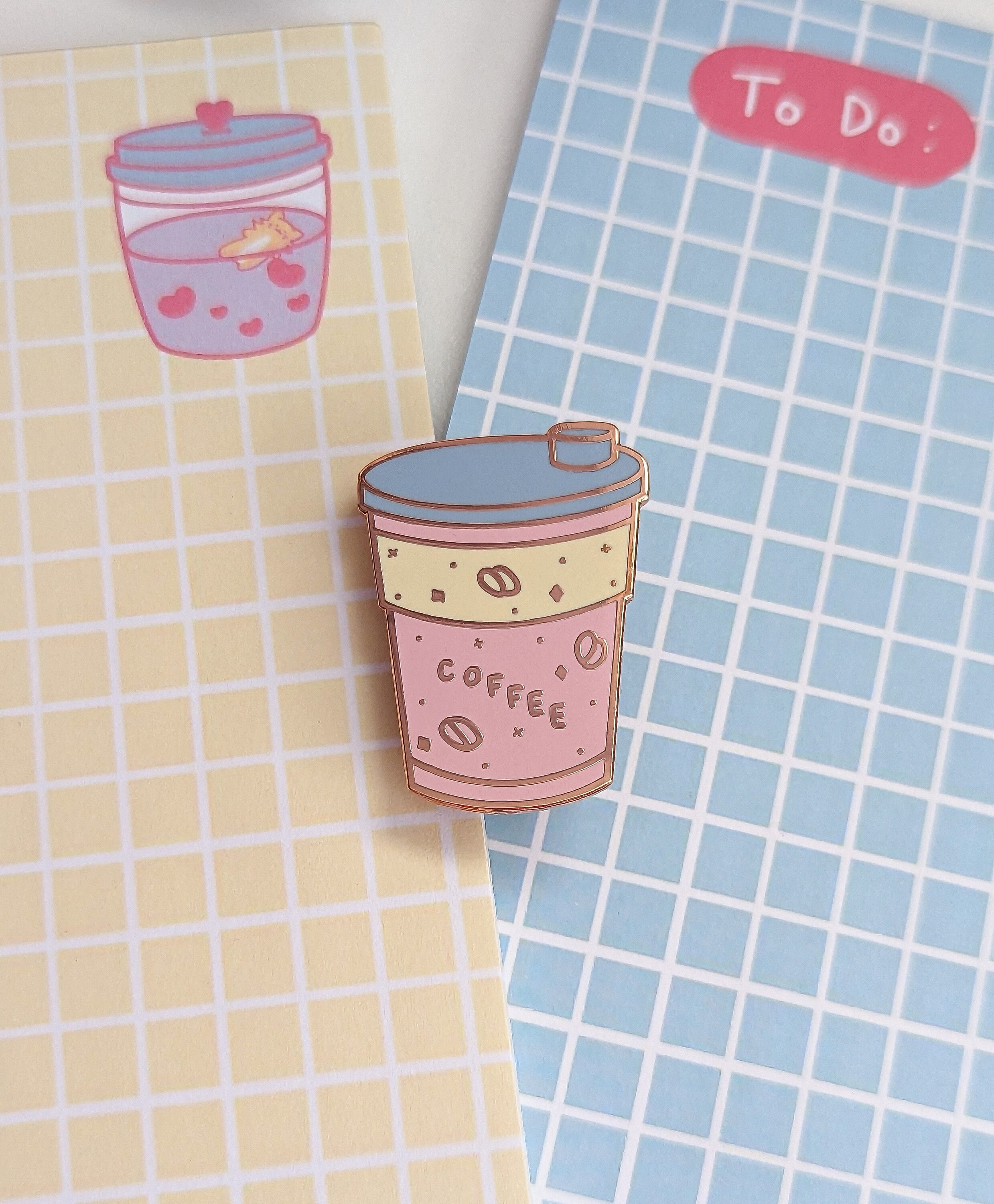 Cute Pastel Coffee Cup Enamel Pin - Etsy
