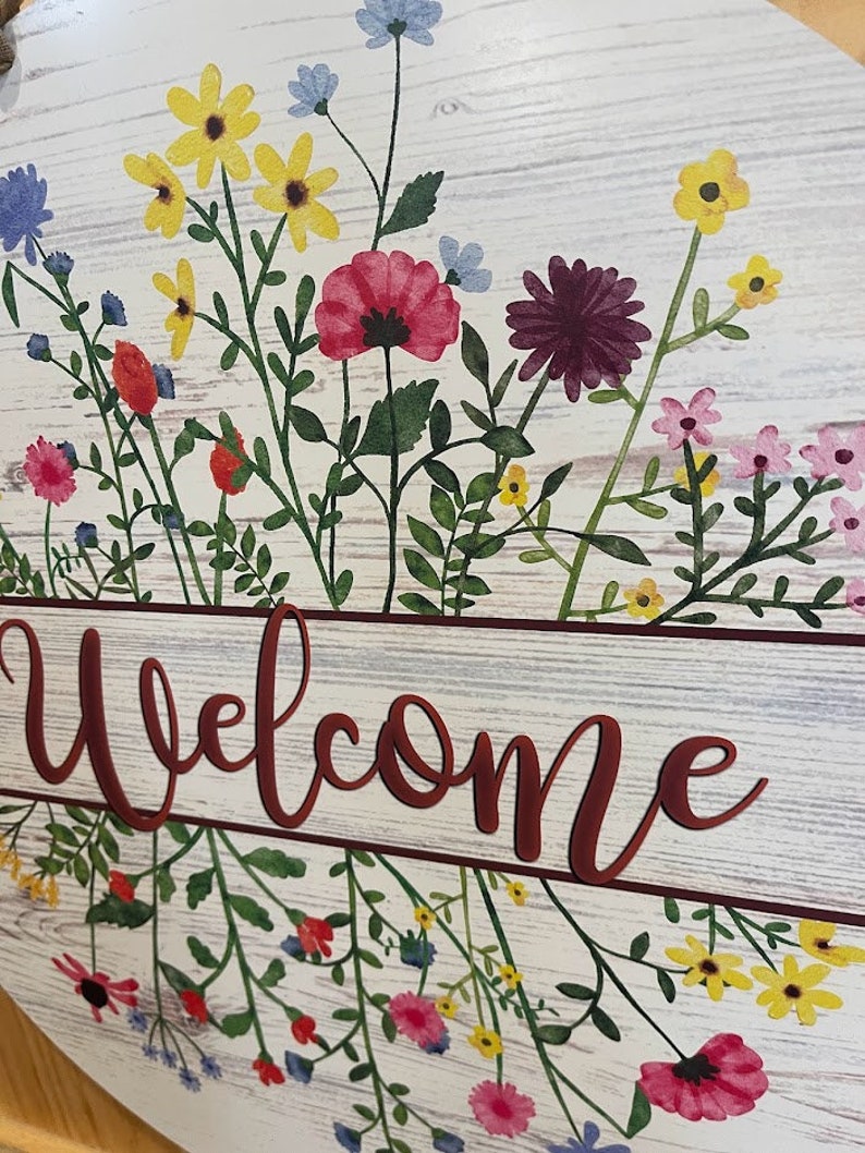 Wild Flower Spring Welcome Sign Personalized Spring Yard - Etsy