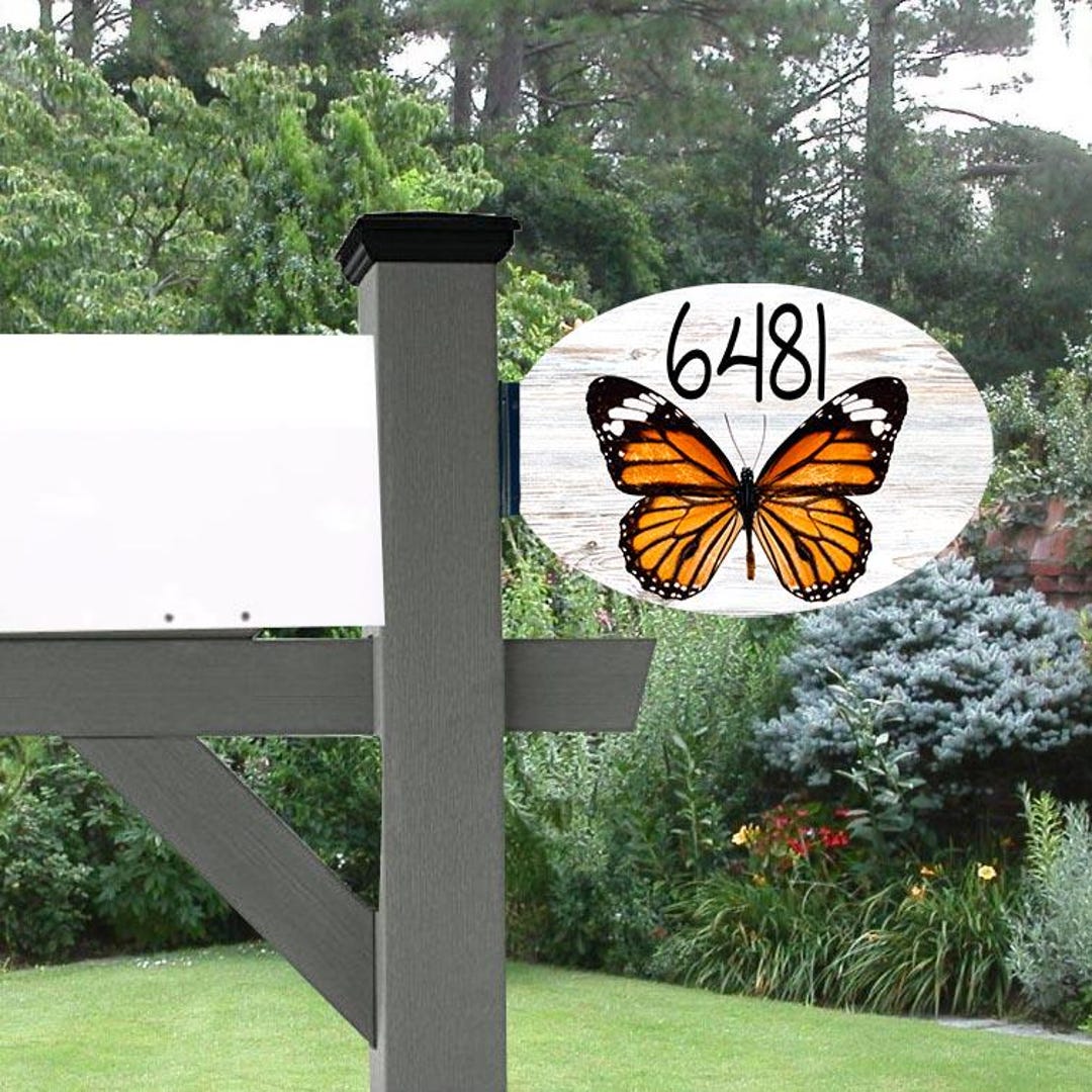 Double Sided Monarch Butterfly Address Mailbox Bracket Sign WITH ...