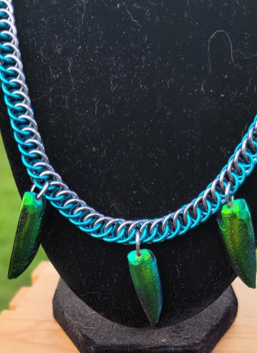 Beetle Wing Necklace Half Persian Weave With Beetle Wings - Etsy