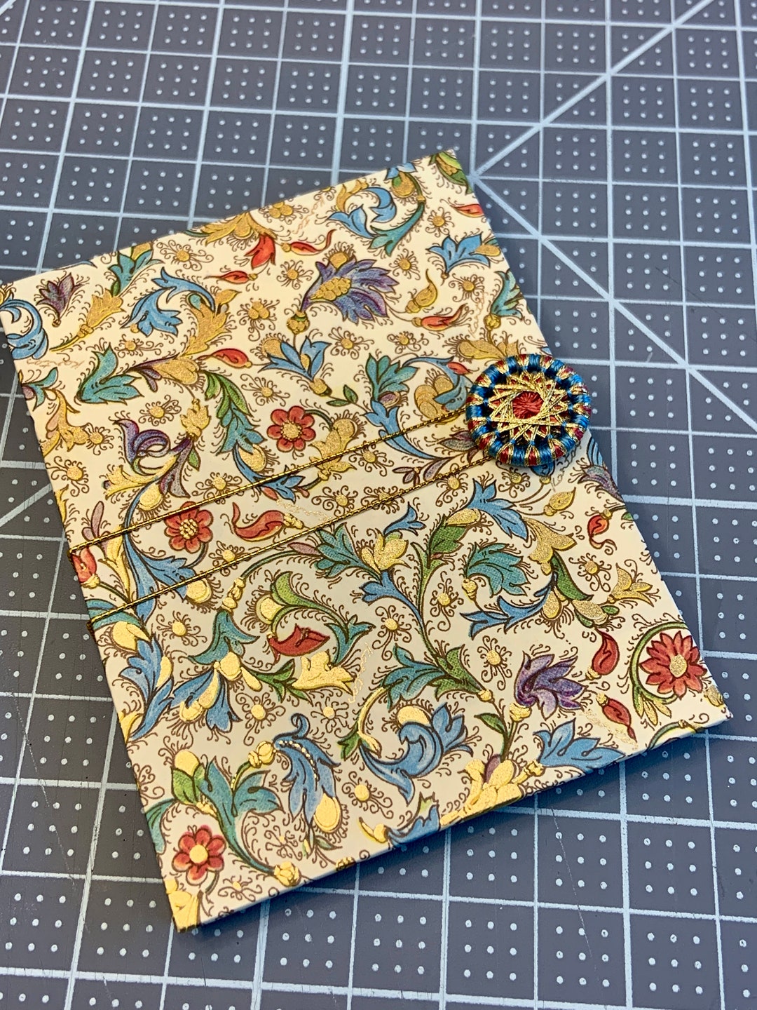 Small Watercolor Accordion Journal - Florentine Scrolls - Etsy