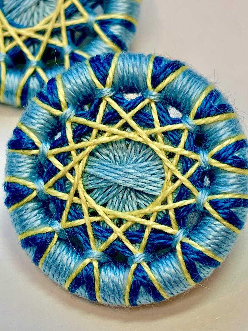 Cornflower Blue Yellow 1-1/8 Inch Buttons Set of 2 - Etsy
