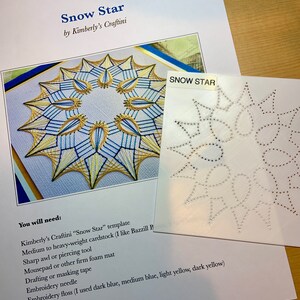 Snow Star/snow Star - DIY Pattern/template for Punched Paper Embroidery ...