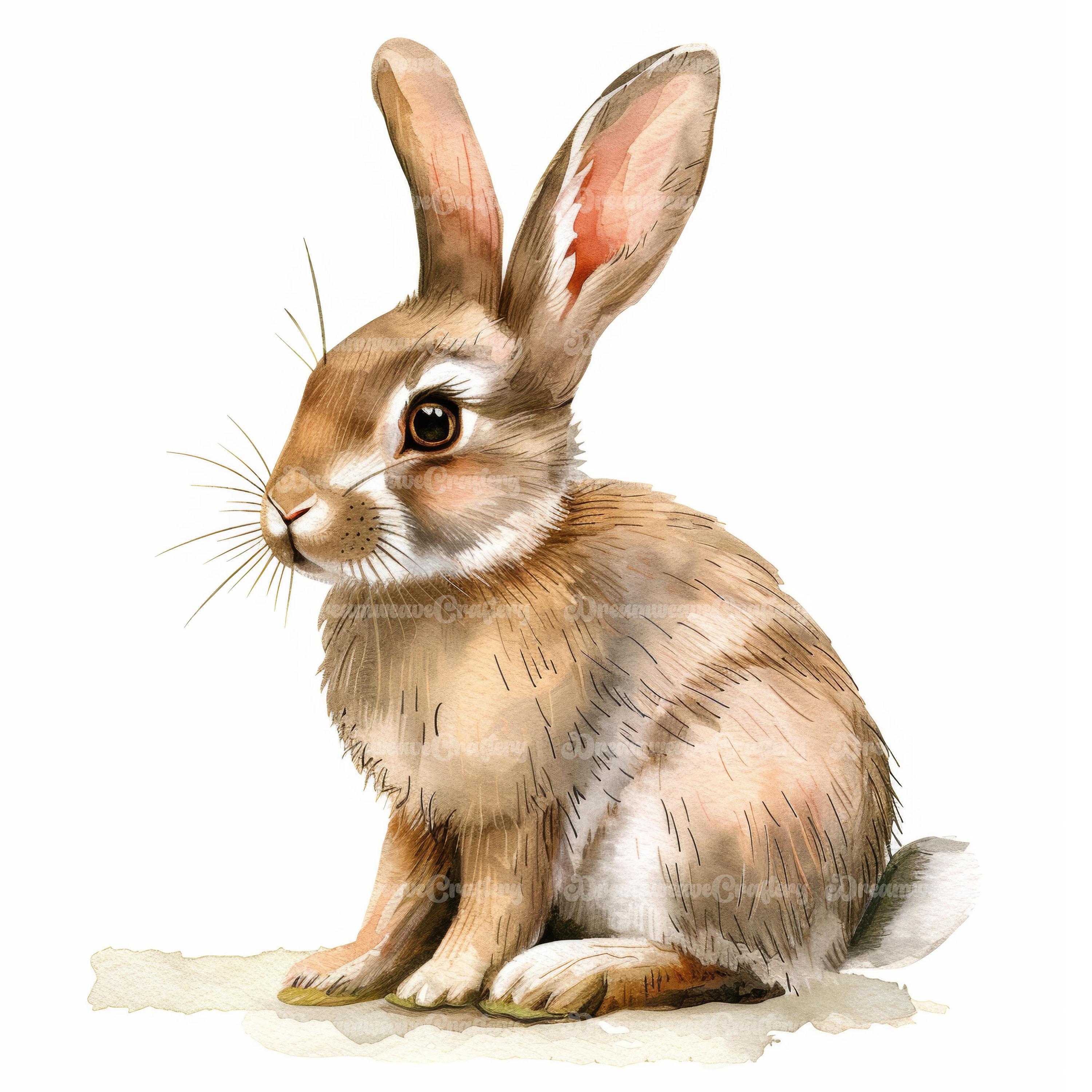 10 Cartoon Brown Rabbit Clipart, Cute Animal, Printable Watercolor ...