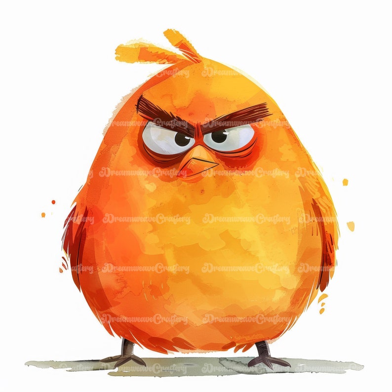 10 Funny Cartoon Grumpy Bird Clipart Printable Watercolor Animals High ...