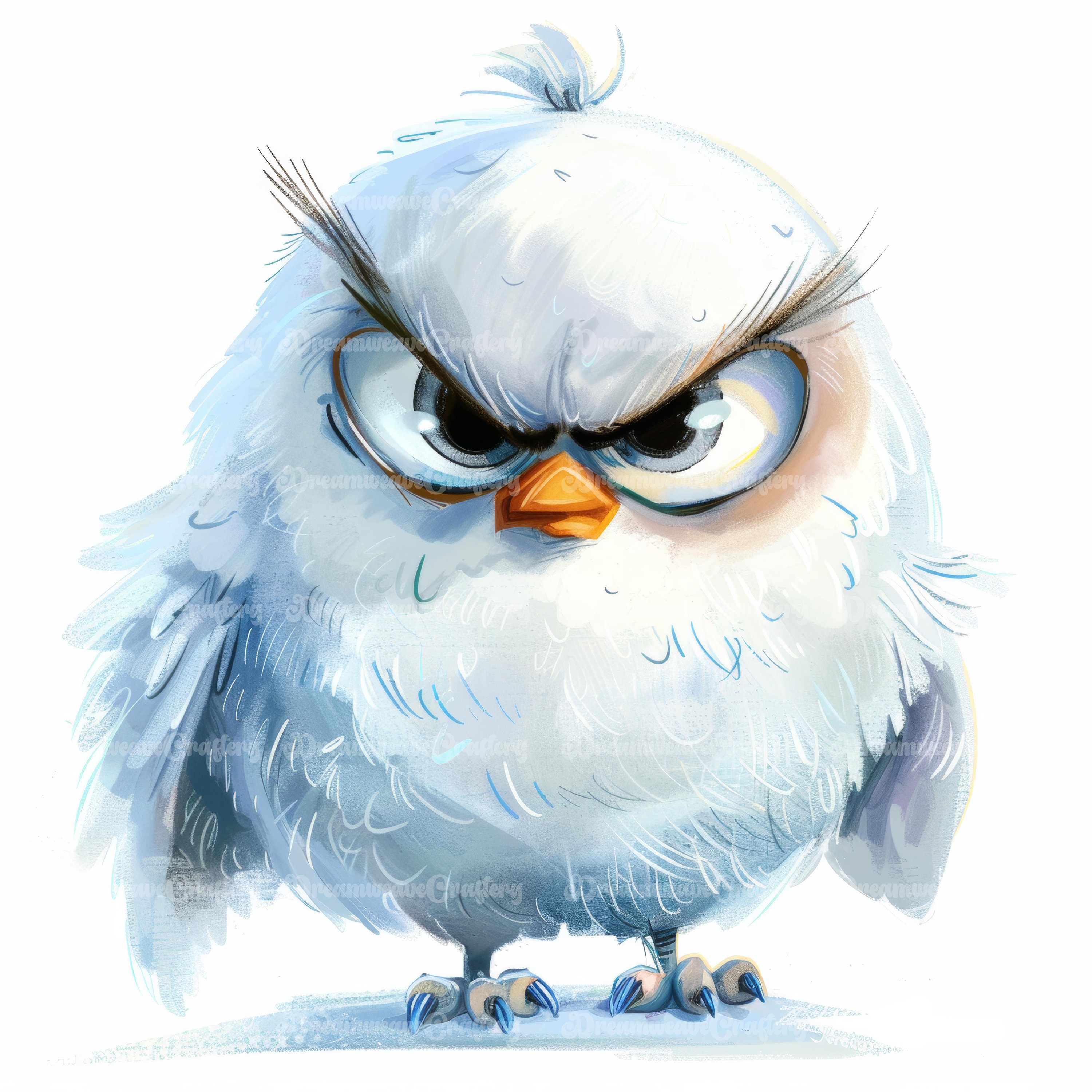 10 Funny Cartoon Grumpy Bird Clipart Printable Watercolor Animals High ...