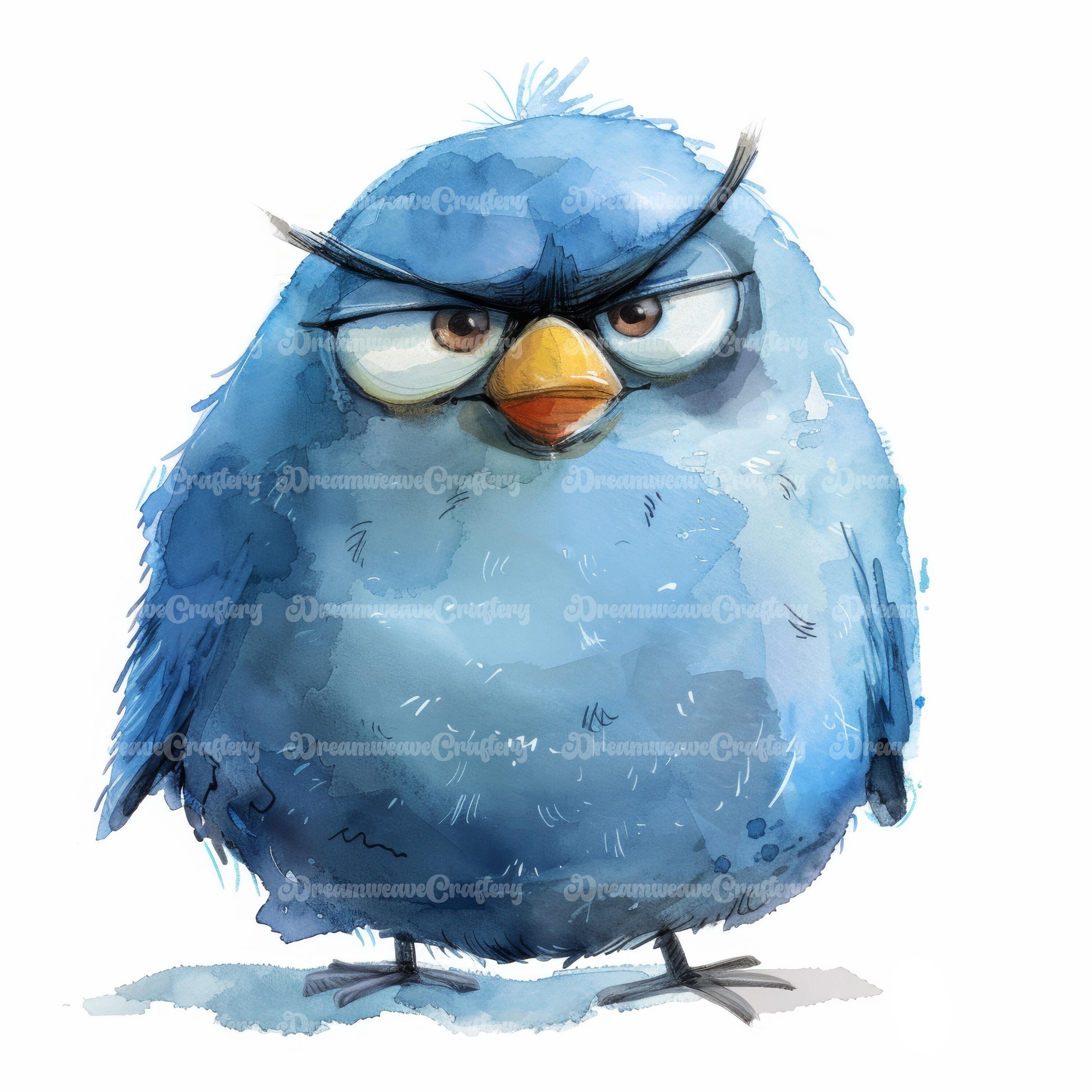 10 Funny Cartoon Grumpy Bird Clipart Printable Watercolor Animals High ...