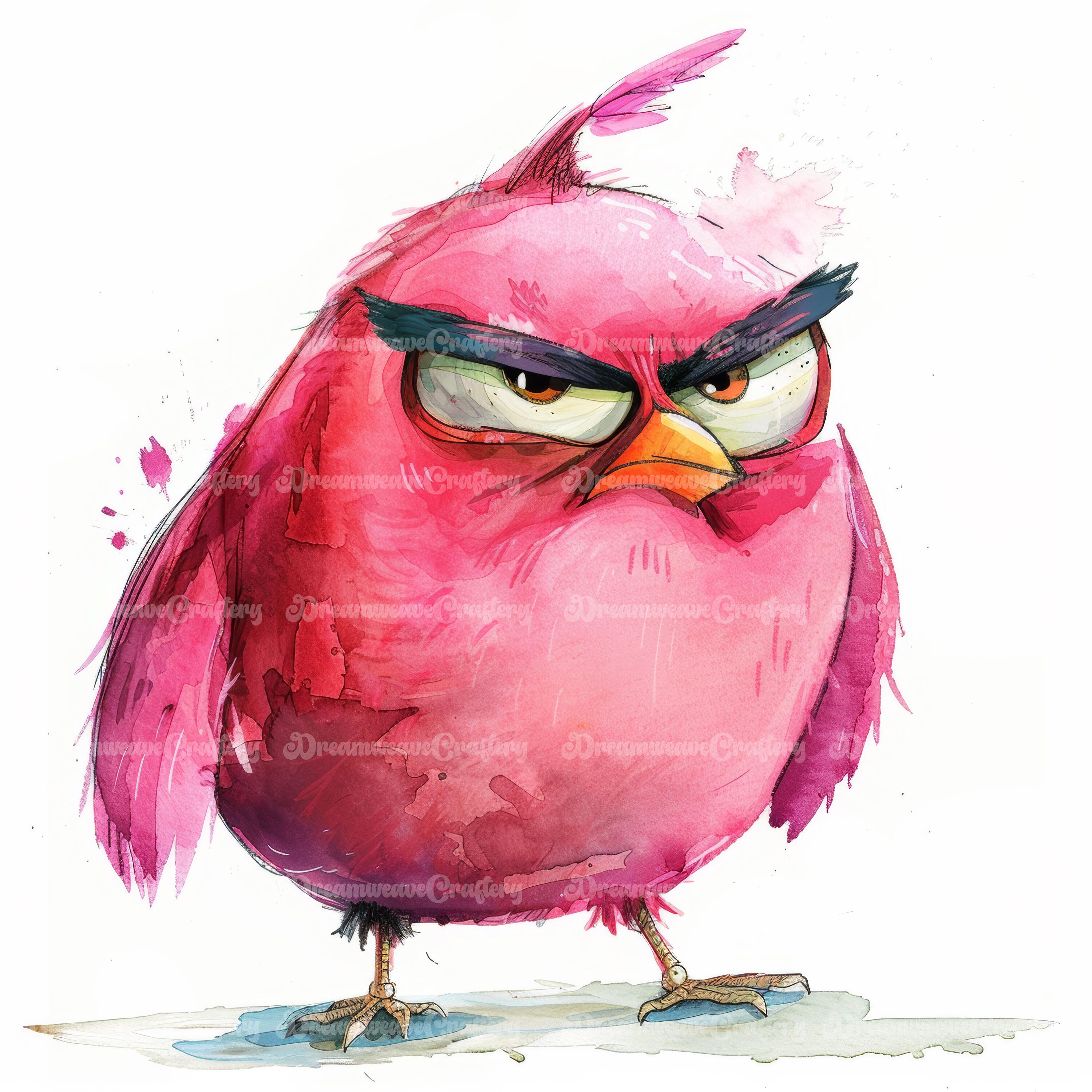 10 Funny Cartoon Grumpy Bird Clipart Printable Watercolor Animals High ...