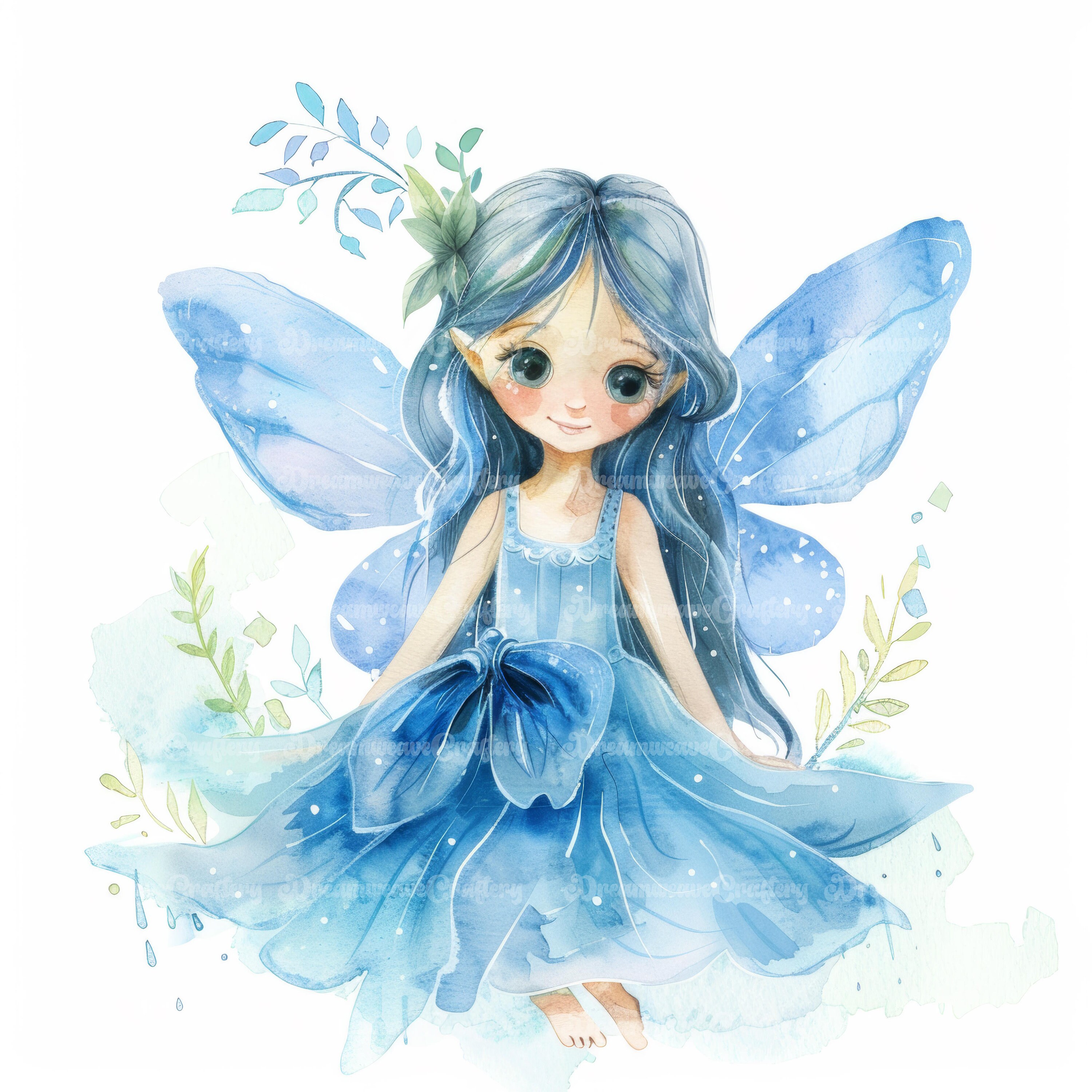10 Cartoon Blue Fairy Clipart, Fantasy Creature, Printable Watercolor ...