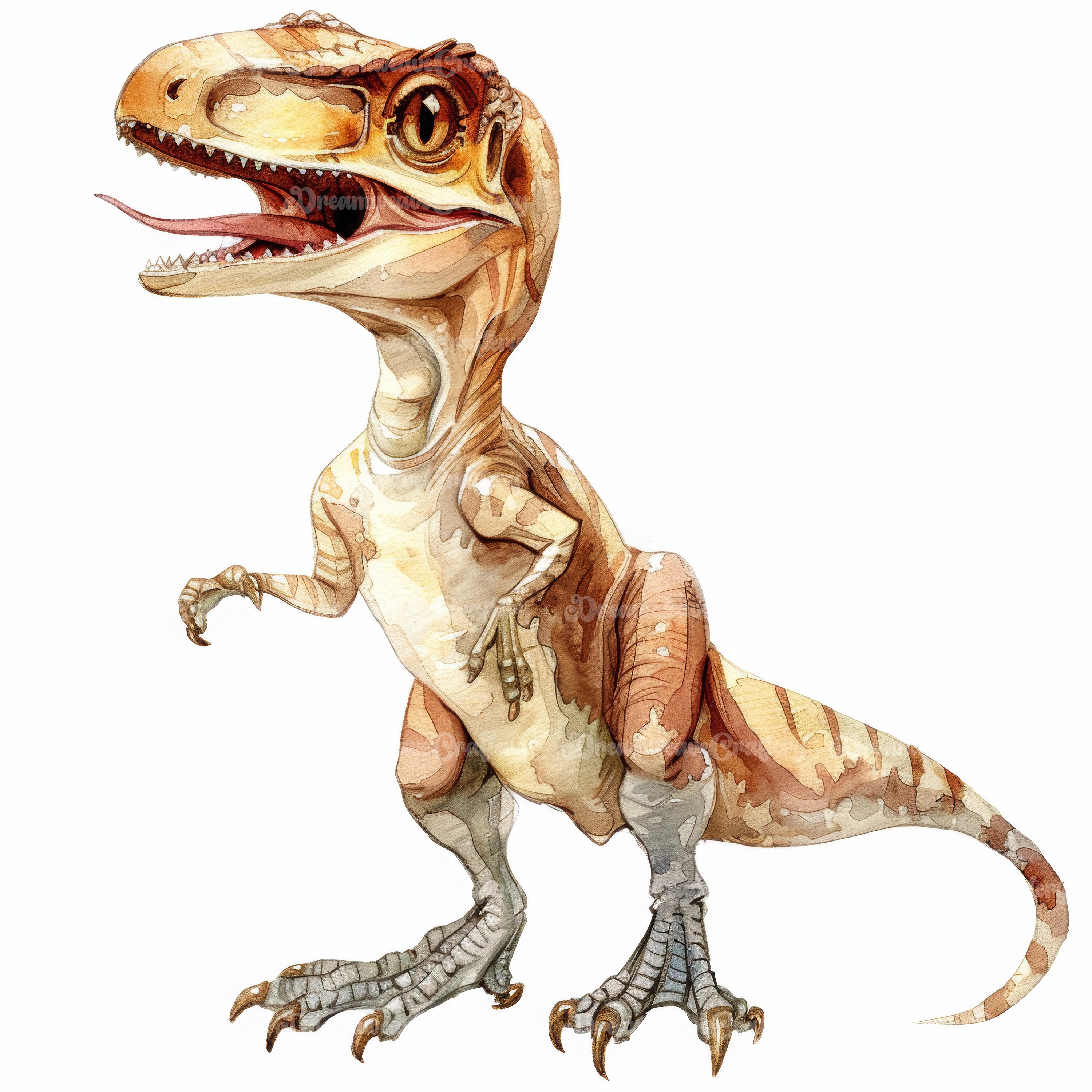 10 Cartoon Baby Raptor Clipart, Cute Raptor, Printable Watercolor ...