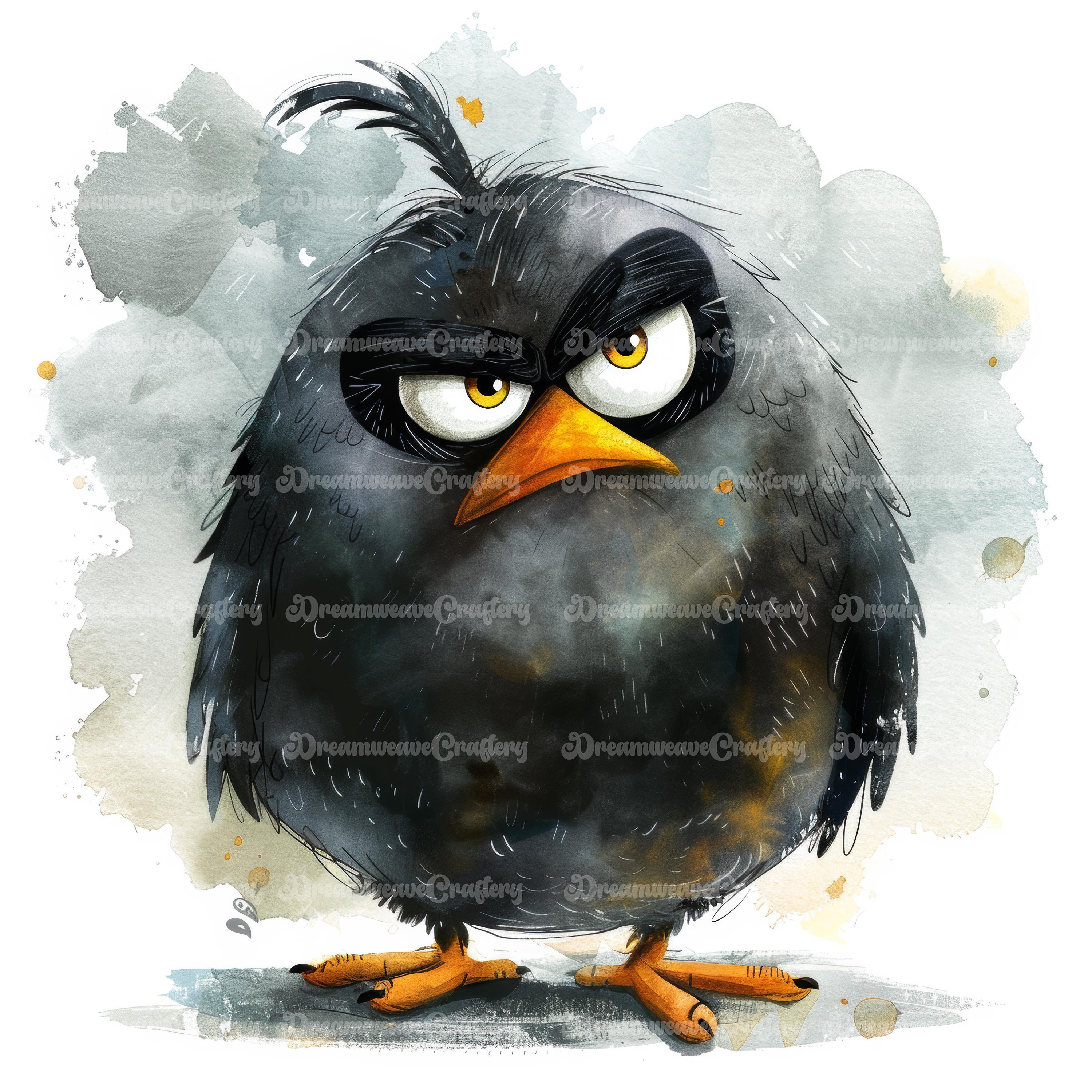10 Funny Cartoon Grumpy Bird Clipart Printable Watercolor Animals High ...