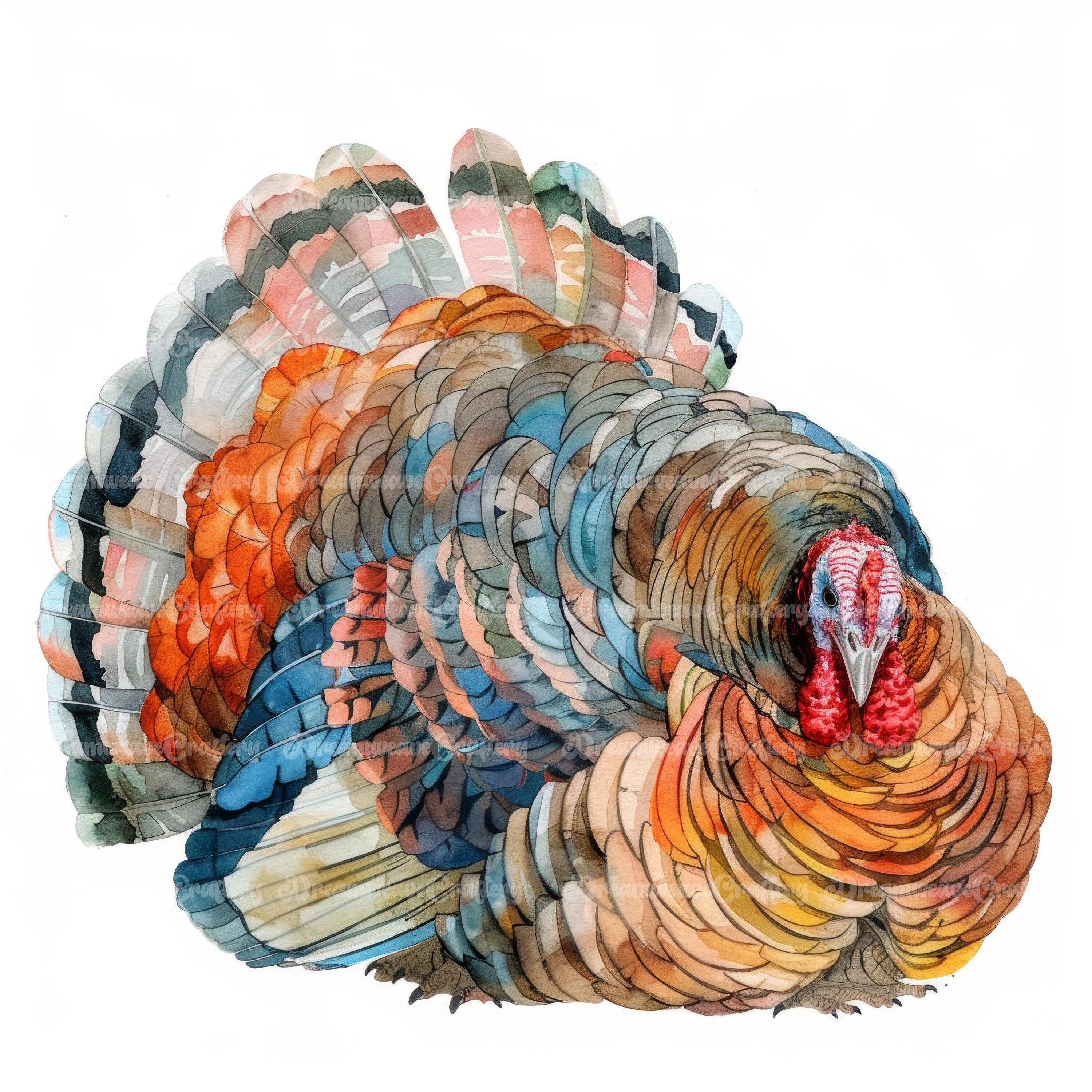 10 Pretty Cartoon Turkey Clipart Printable Watercolor Large Birds High ...