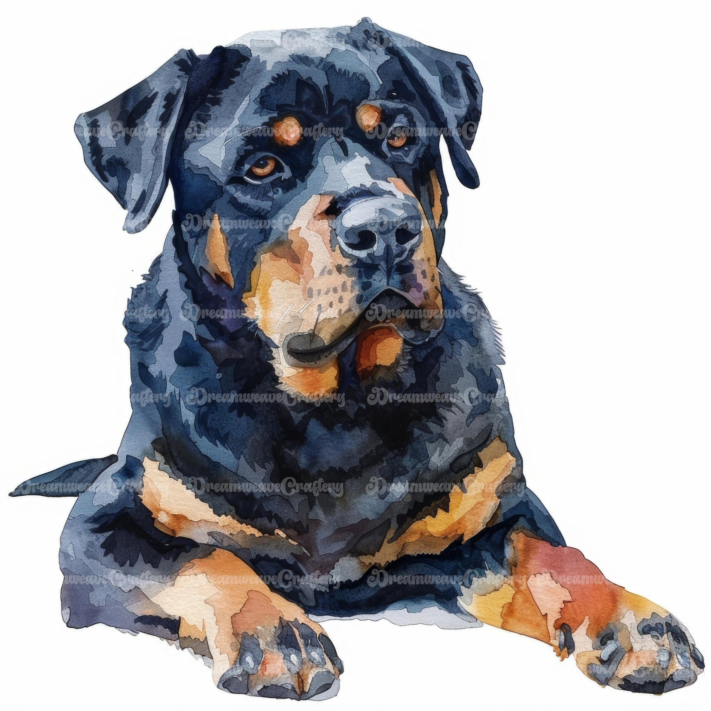 10 Cute Cartoon Rottweiler Large Dog Breed Watercolor Art Printable ...