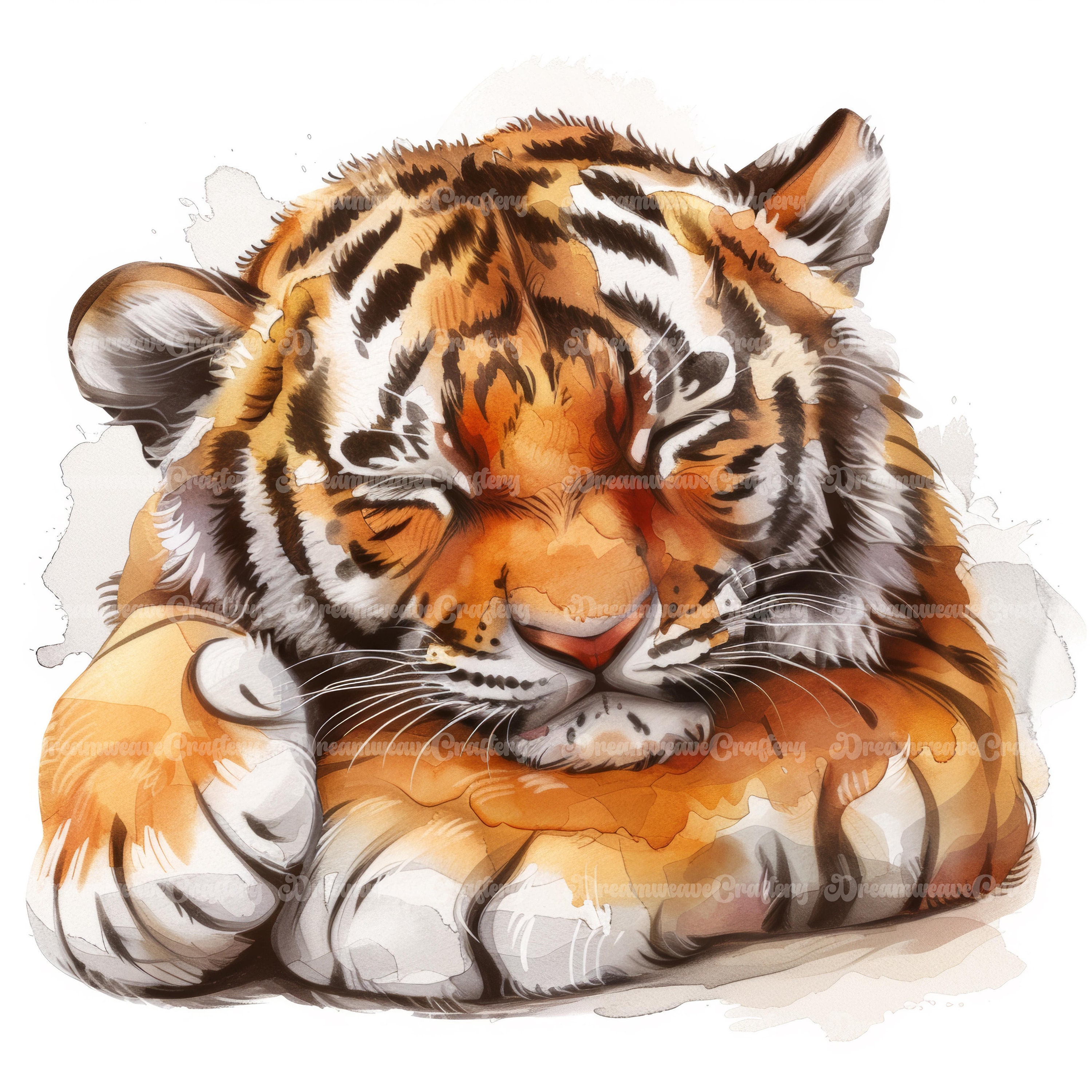 10 Cartoon Tiger Clipart, Cute Big Cat, Printable Watercolor Clipart ...