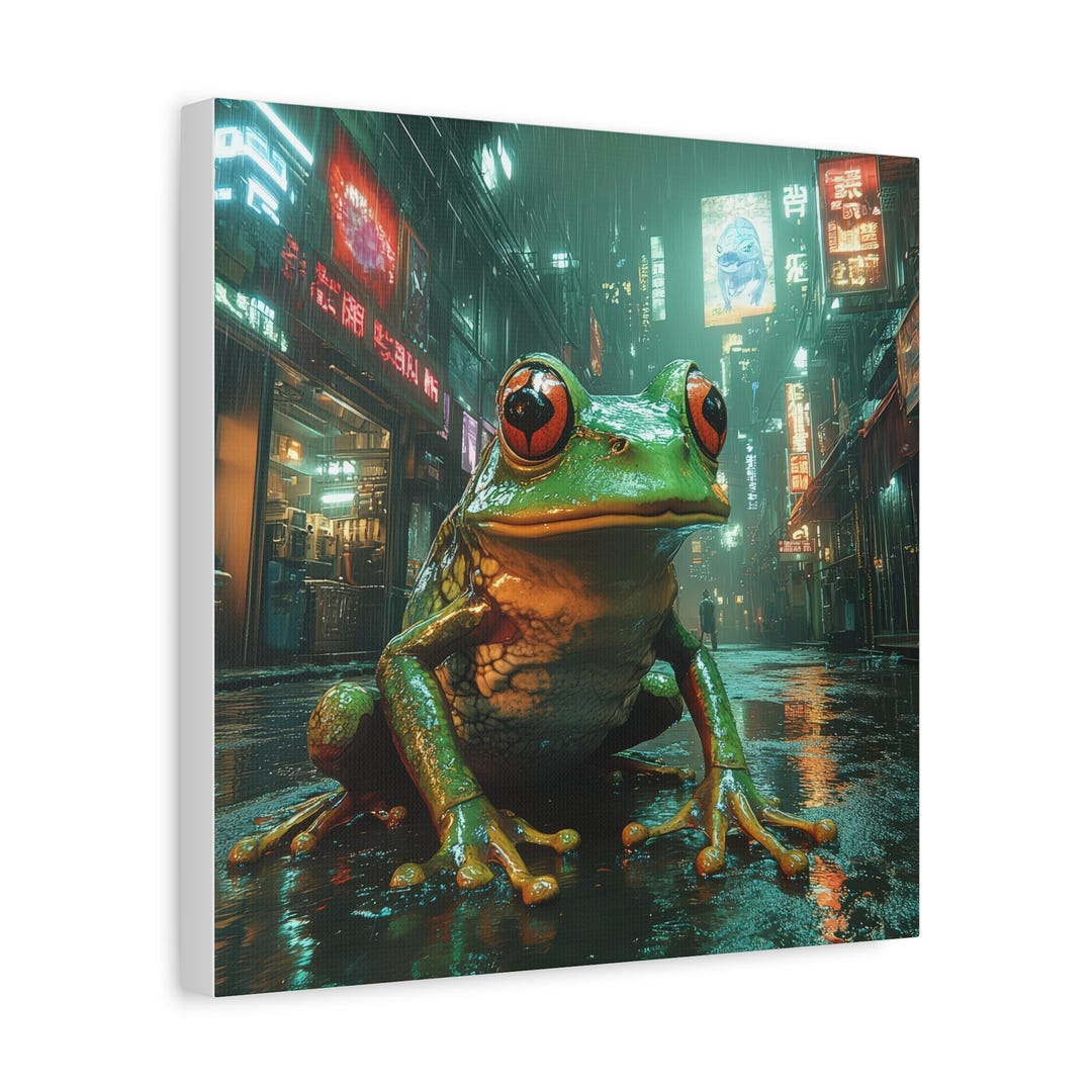Realistic Green Tree Frog Wall Canvas Artwork Home Interior Decor ...