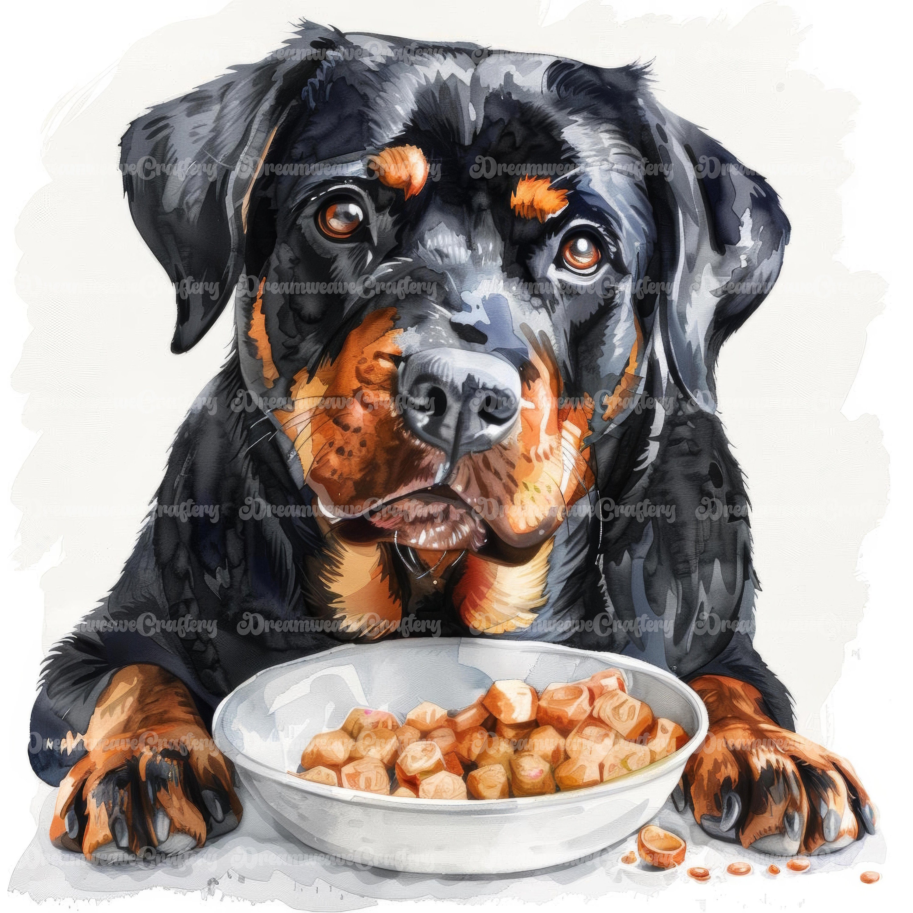 10 Cute Cartoon Rottweiler Large Dog Breed Watercolor Art Printable ...