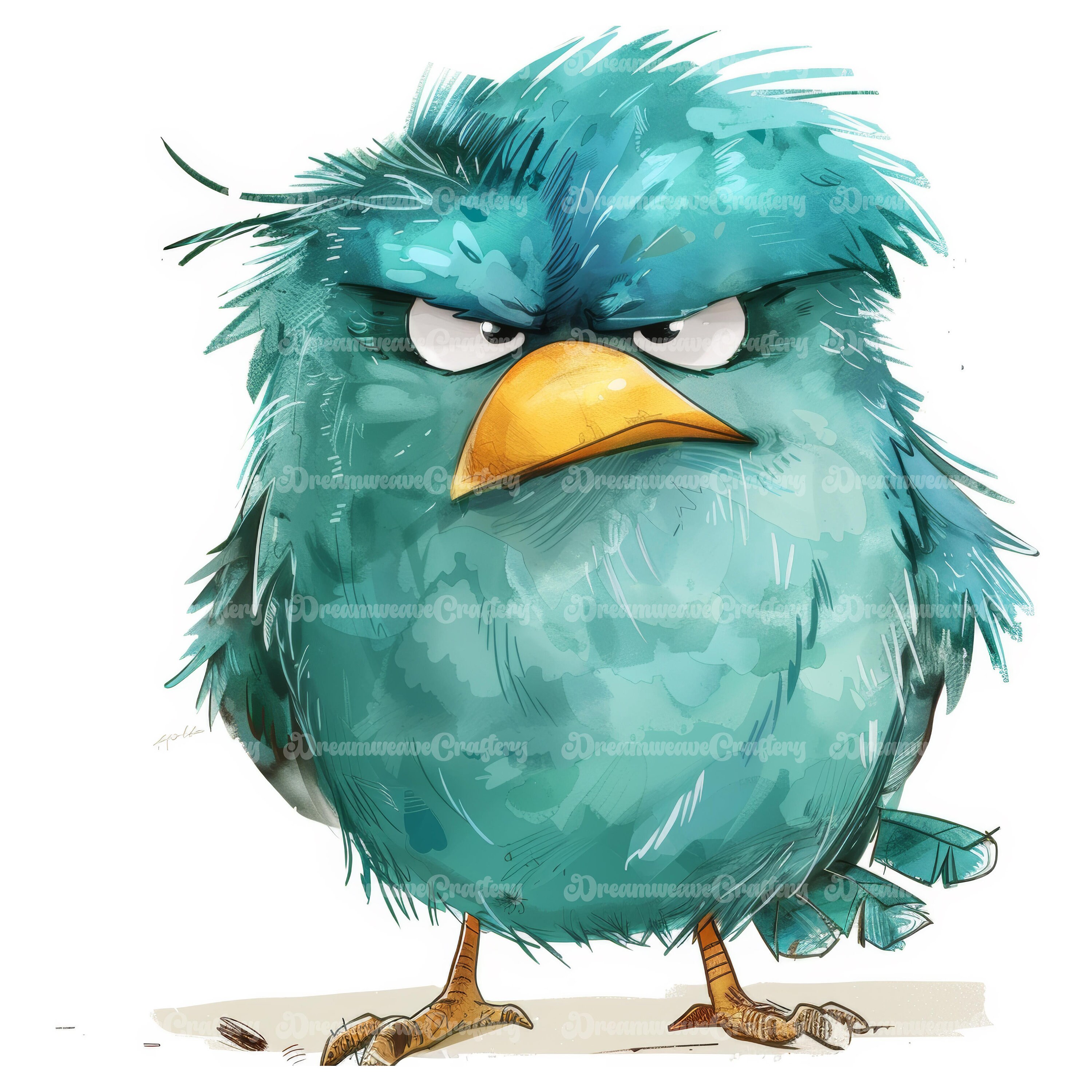 10 Funny Cartoon Grumpy Bird Clipart Printable Watercolor Animals High ...