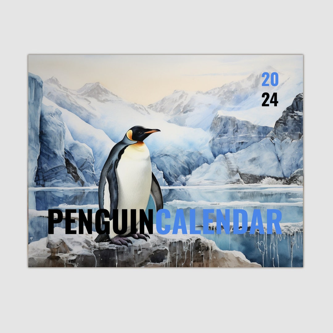 2024 Penguin Wall Calendar, Printable Calendar, Desk Calendar, Penguin ...