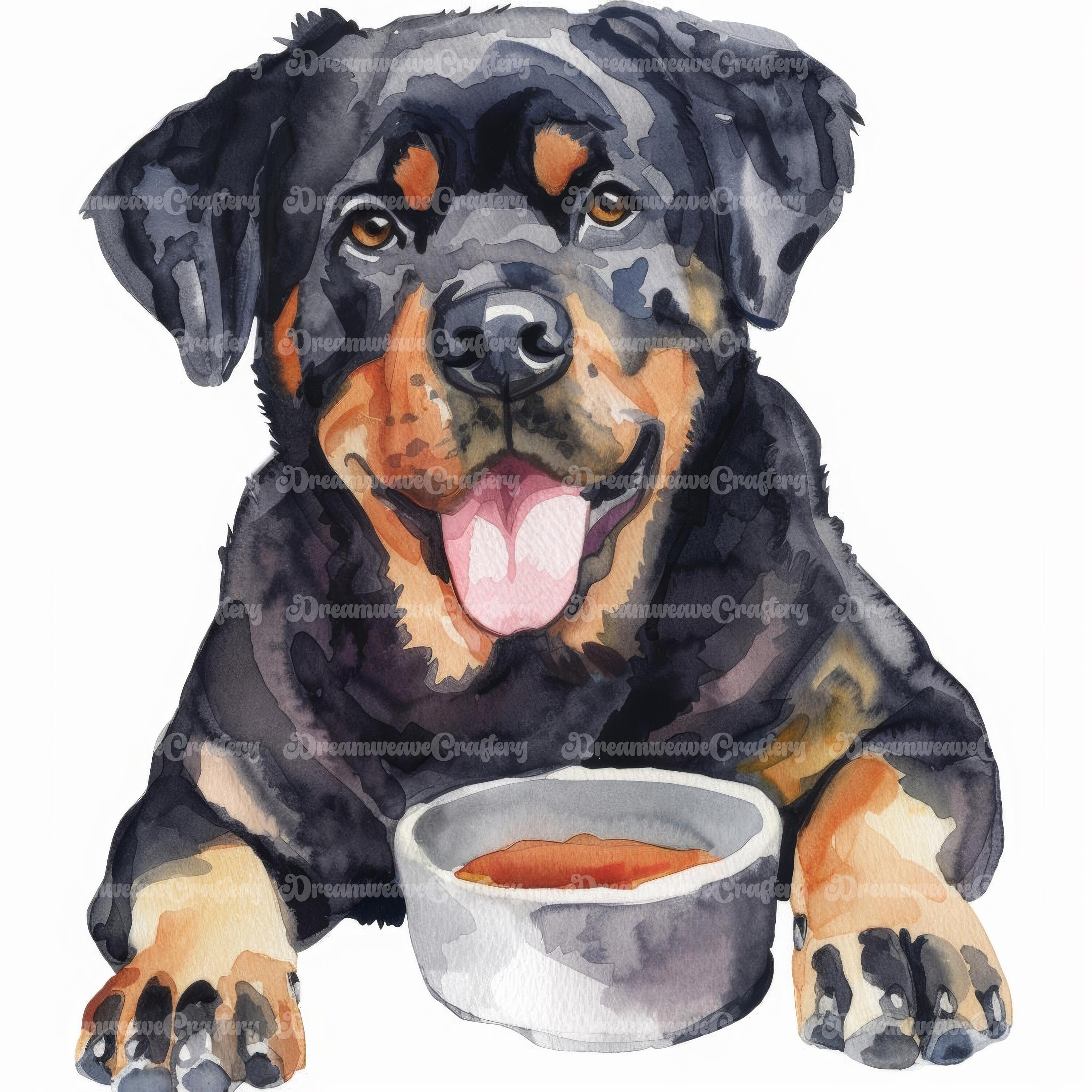 10 Cute Cartoon Rottweiler Large Dog Breed Watercolor Art Printable ...