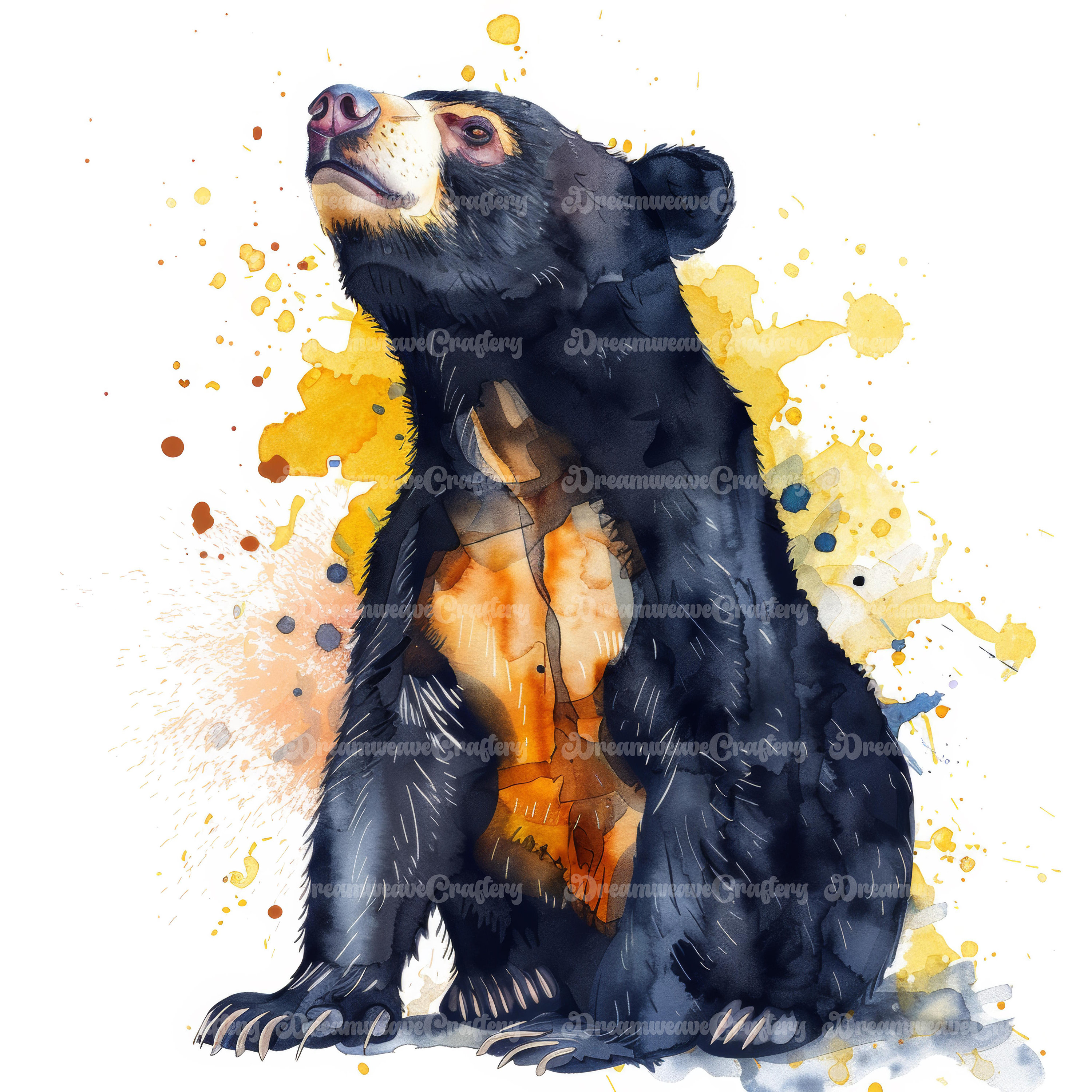 10 Majestic Cartoon Sun Bear Clipart Printable Watercolor Animals High ...