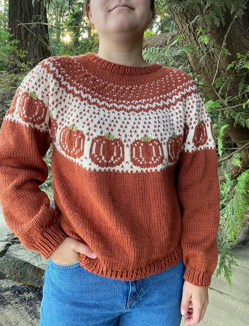 Pumpkins Sweater Knitting Pattern - Etsy