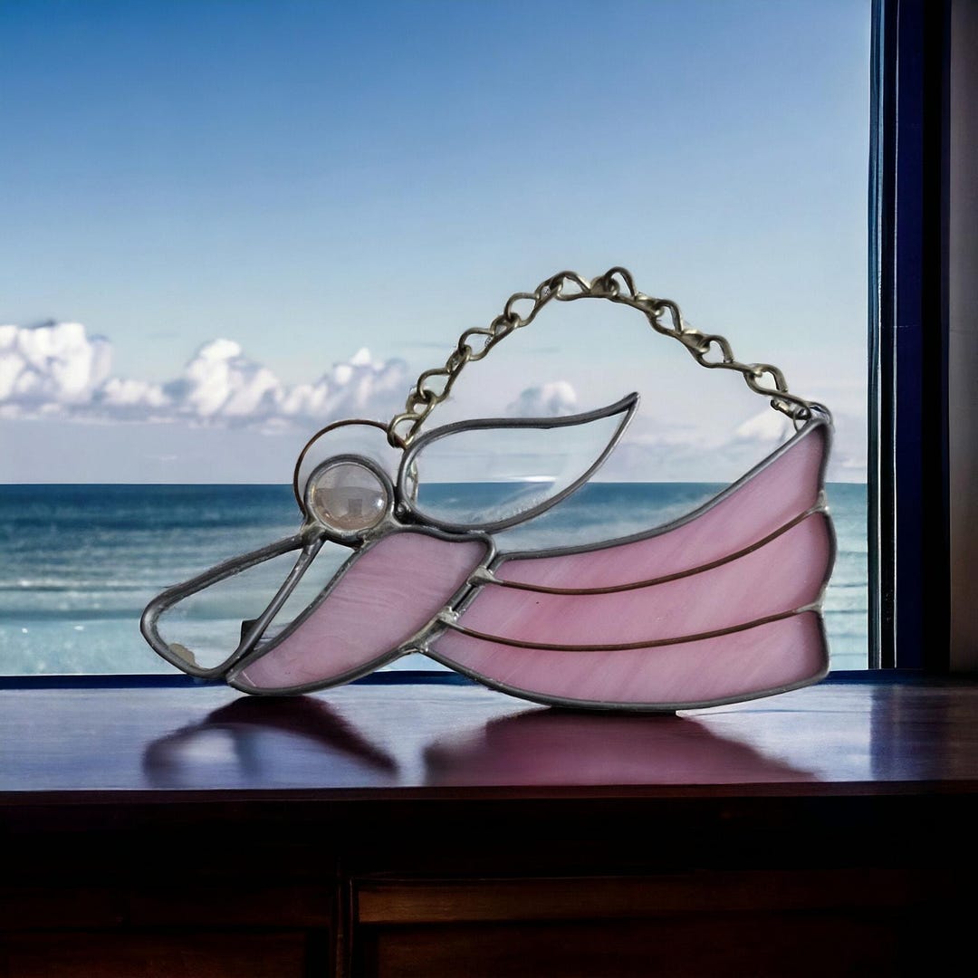 Stained Glass Angel Suncatcher Vintage Pink Slag Glass - Etsy