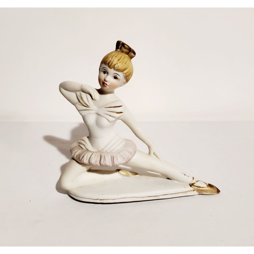 Vintage Ballerina Figurine Bisque Ceramic Gold Crown Slippers Blonde - Etsy