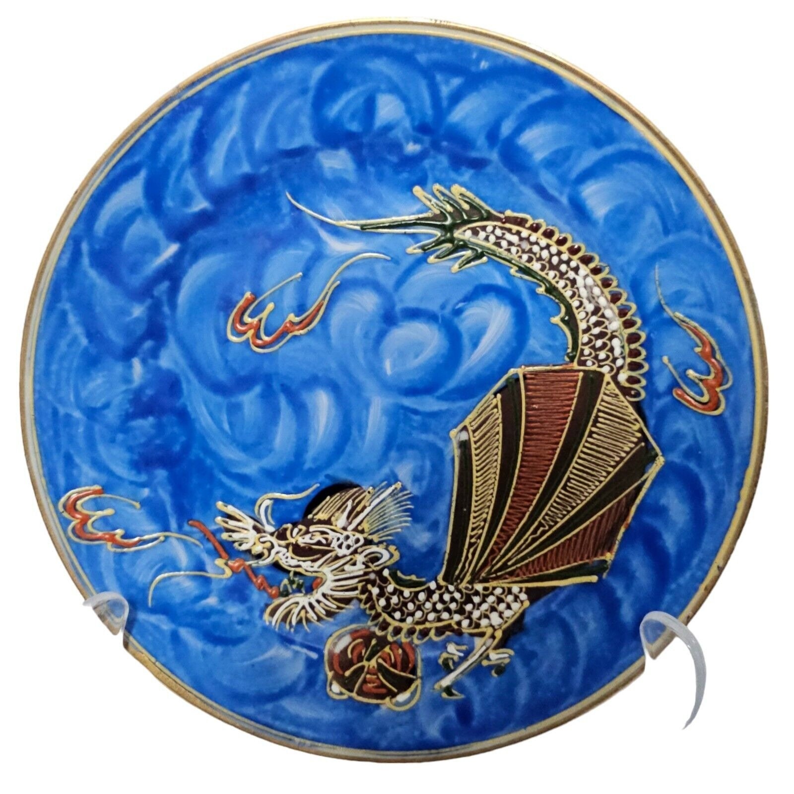 Vintage Satsuma Blue Dragonware Moriage Plates Occupied Japan 7.5" Set ...