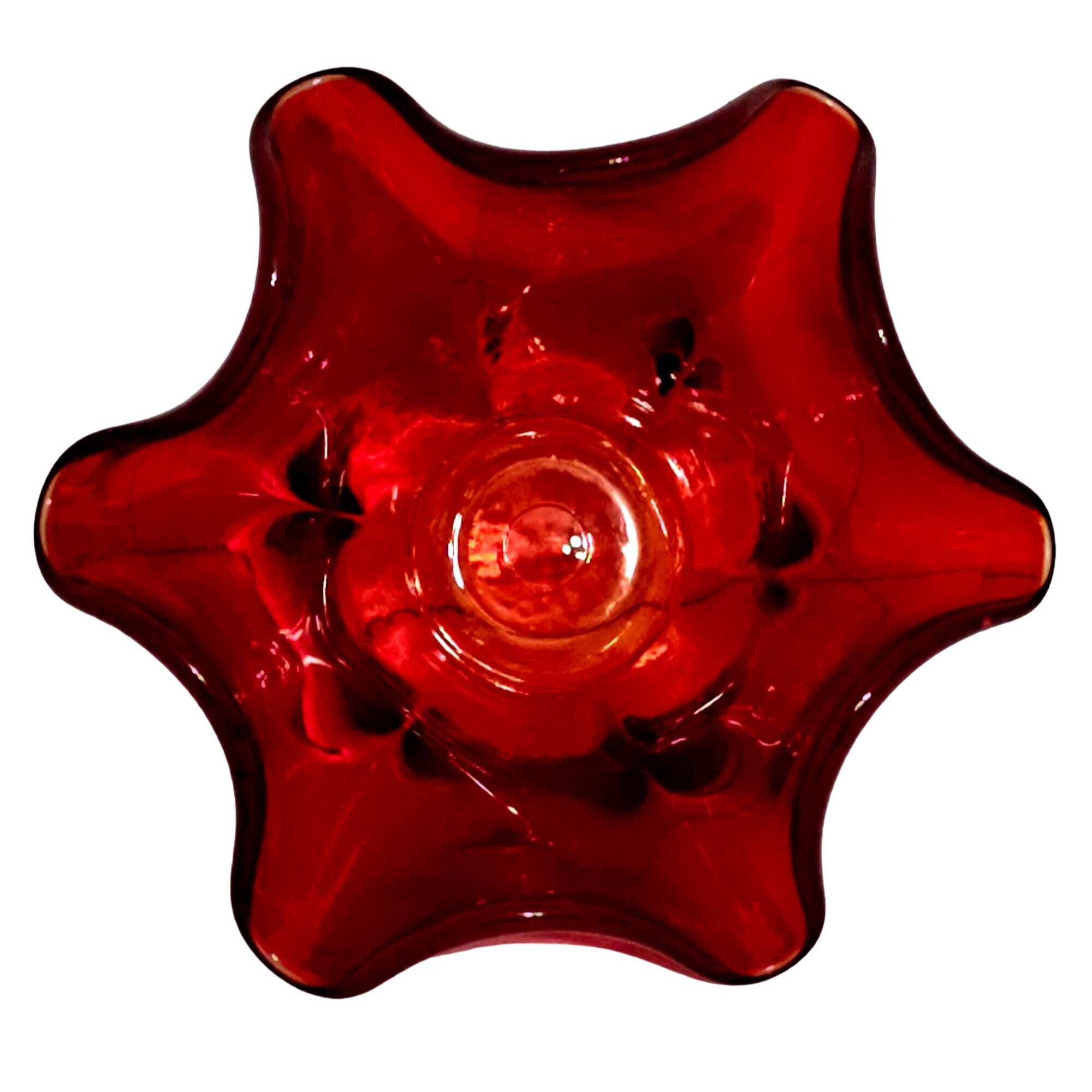 Vintage Viking Glass Ruby Red Amberina Ruffled Edge 5" Vase. - Etsy