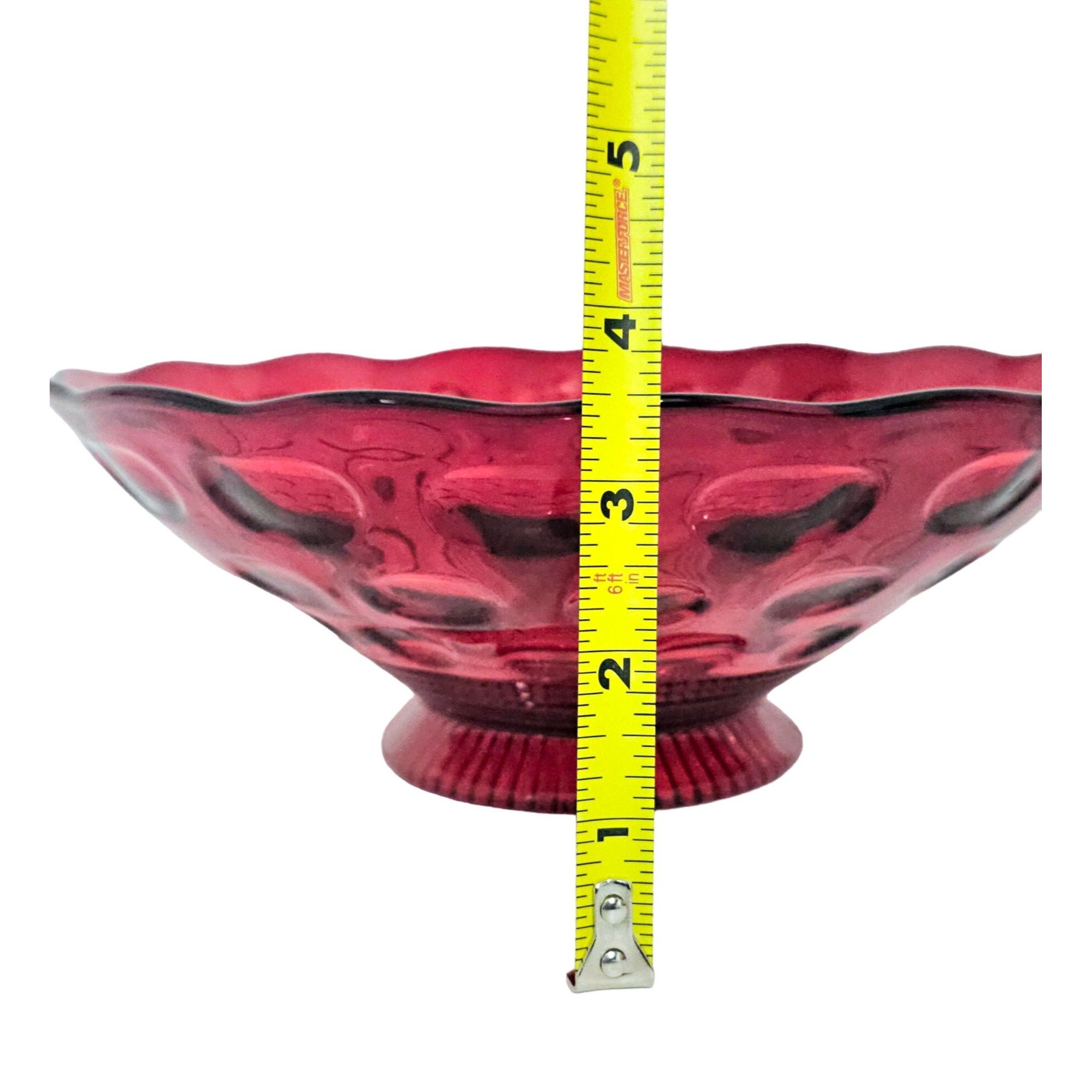 Vintage Imperial Glass Co Thumbprint Footed Bowl Ruby Red Amberina Base ...